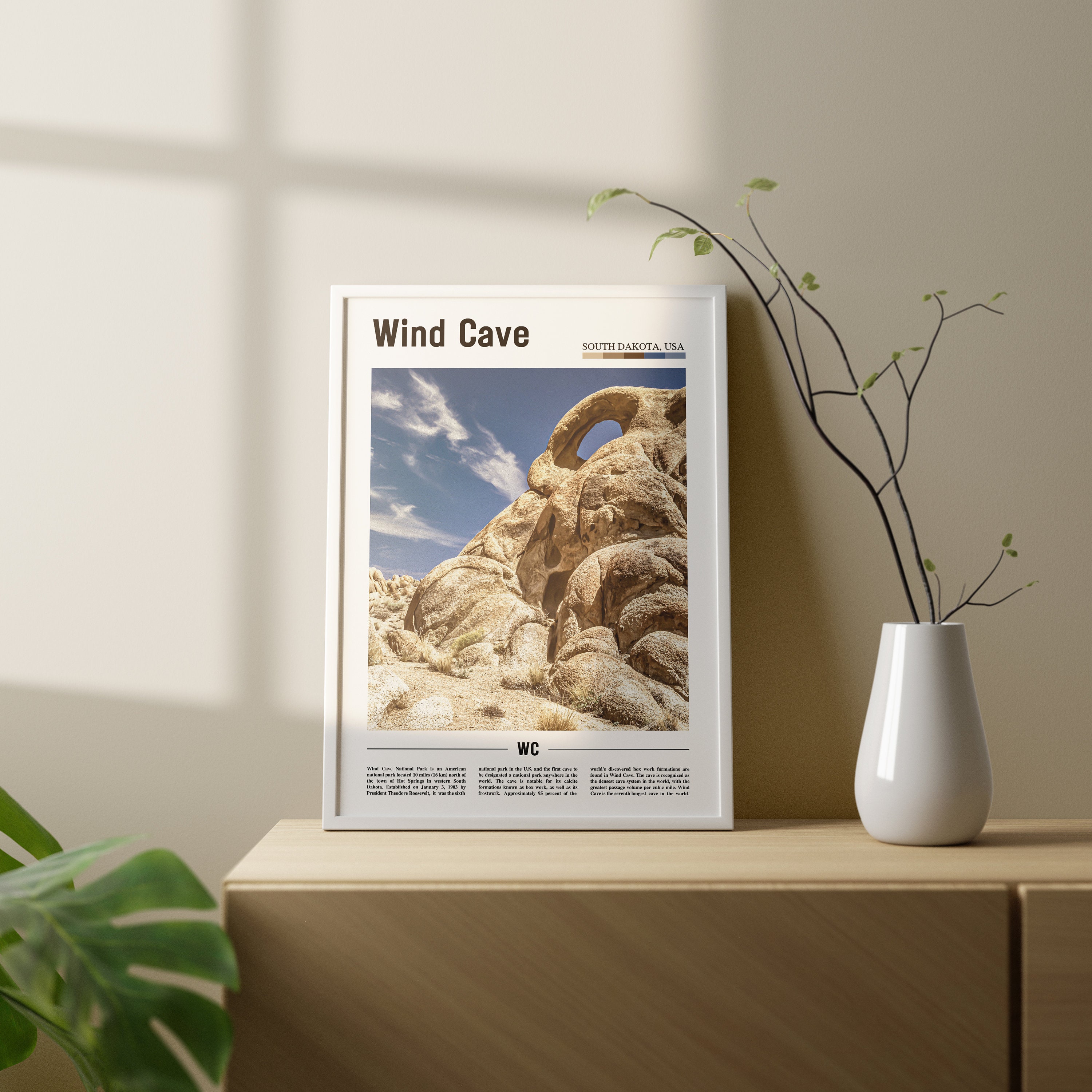 Wind Cave Print, Wind Cave Poster, Wind Cave Wall Art, Oil Painting ...