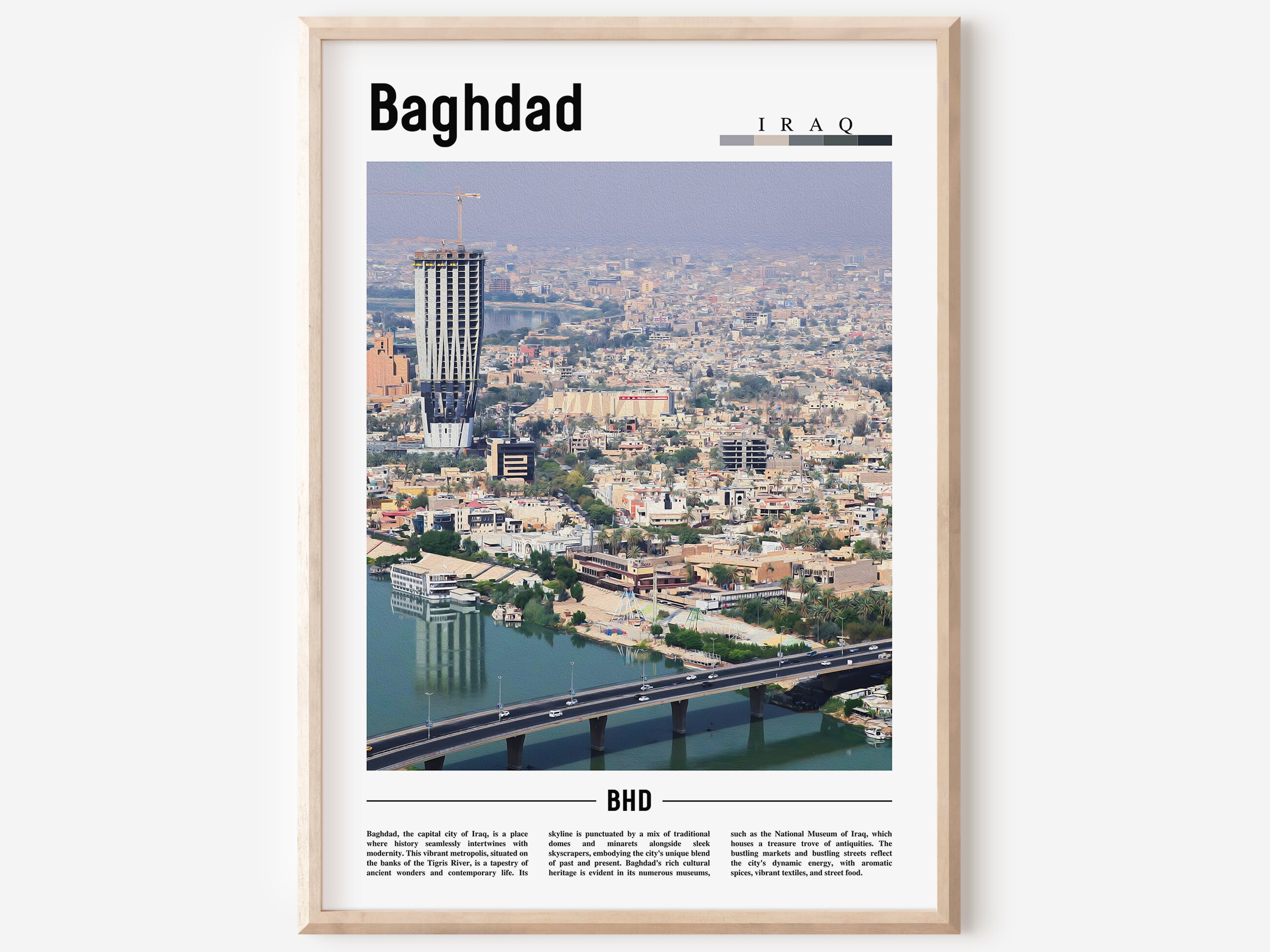 Baghdad Poster, Baghdad Print, Baghdad Wall Art, Minimal Travel Print ...