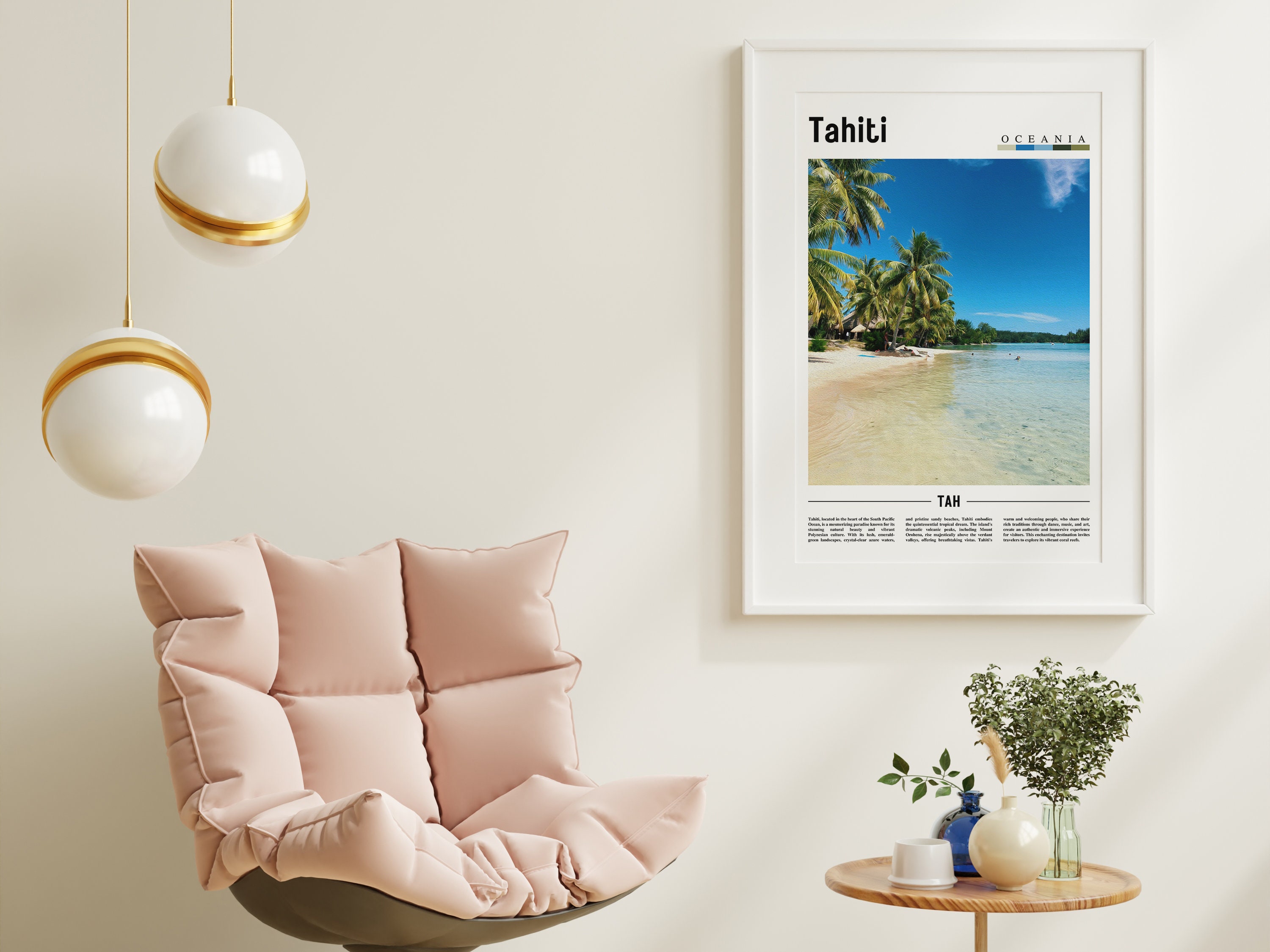 Tahiti Poster, Tahiti Print, Tahiti Wall Art, Minimal Travel Print ...