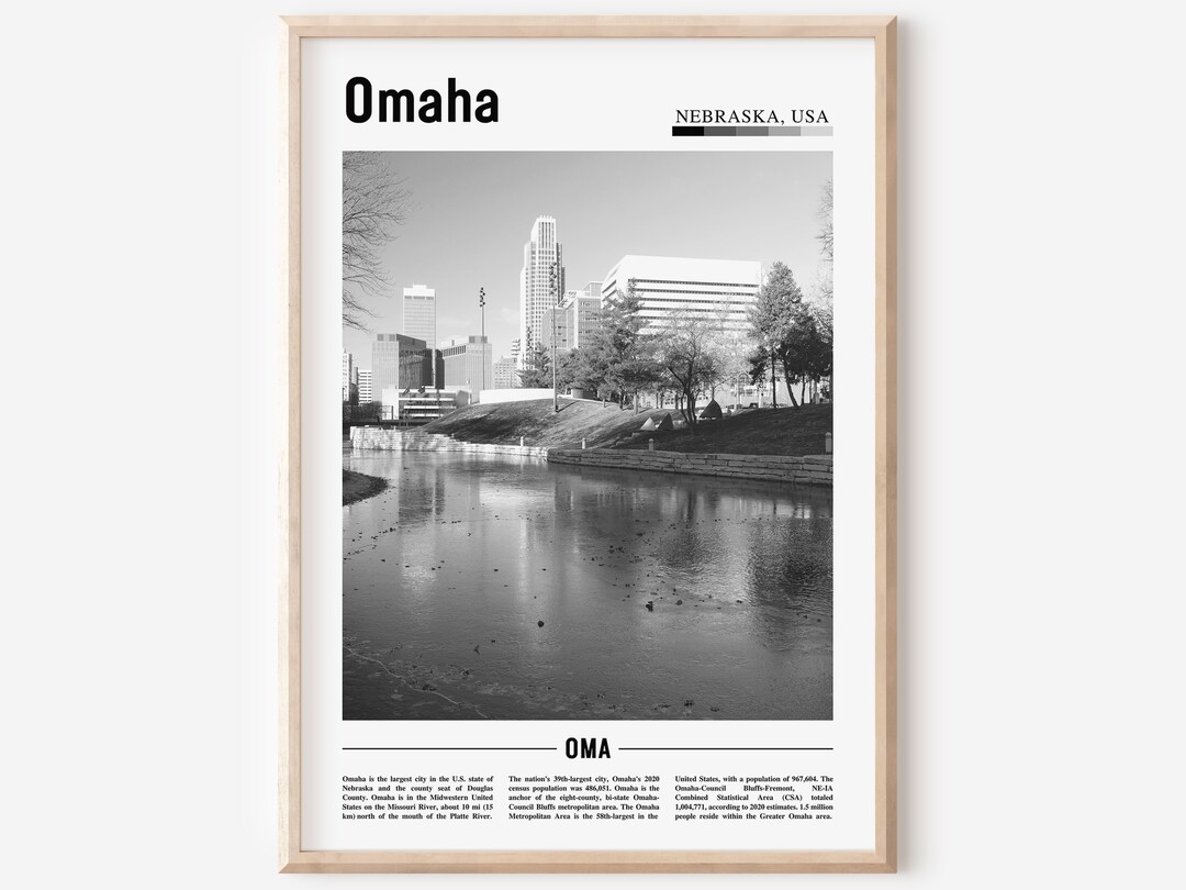 Omaha Poster Black and White, Omaha Print Black and White, Omaha Wall ...