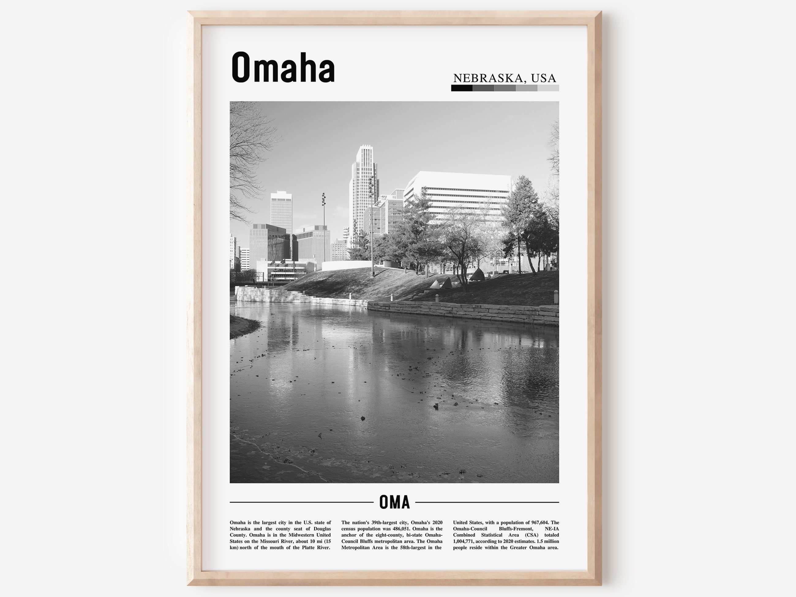 Omaha Poster Black and White, Omaha Print Black and White, Omaha Wall ...