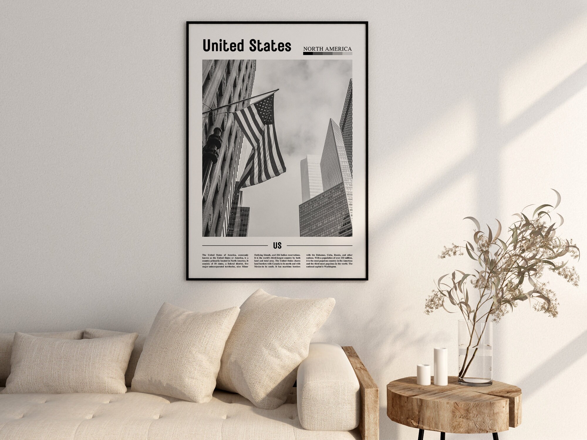 United States of America Poster Black and White, United States of ...
