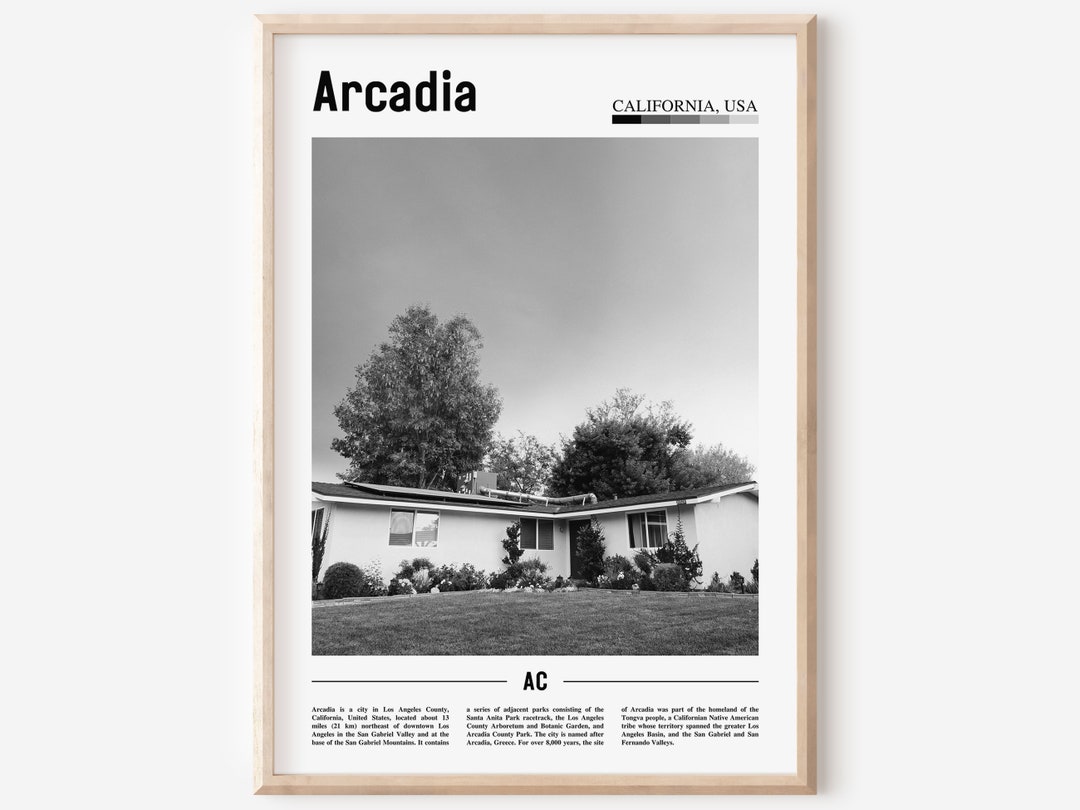 Arcadia Poster Black and White, Arcadia Print Black and White, Arcadia ...