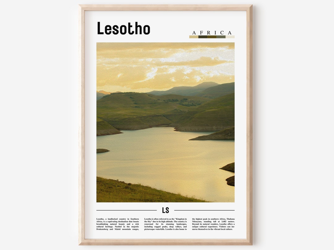 Lesotho Poster, Lesotho Print, Lesotho Wall Art, Minimal Travel Print ...