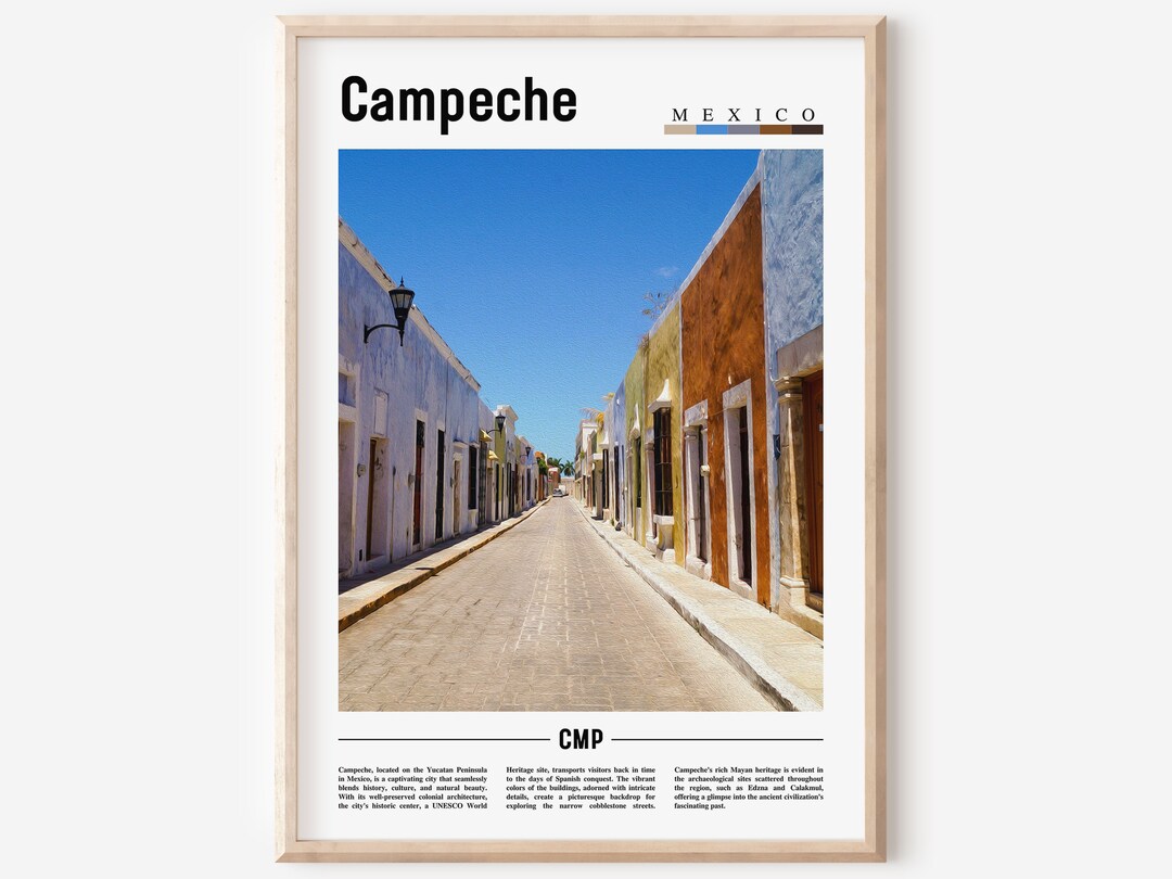 Campeche Poster, Campeche Print, Campeche Wall Art, Minimal Travel ...