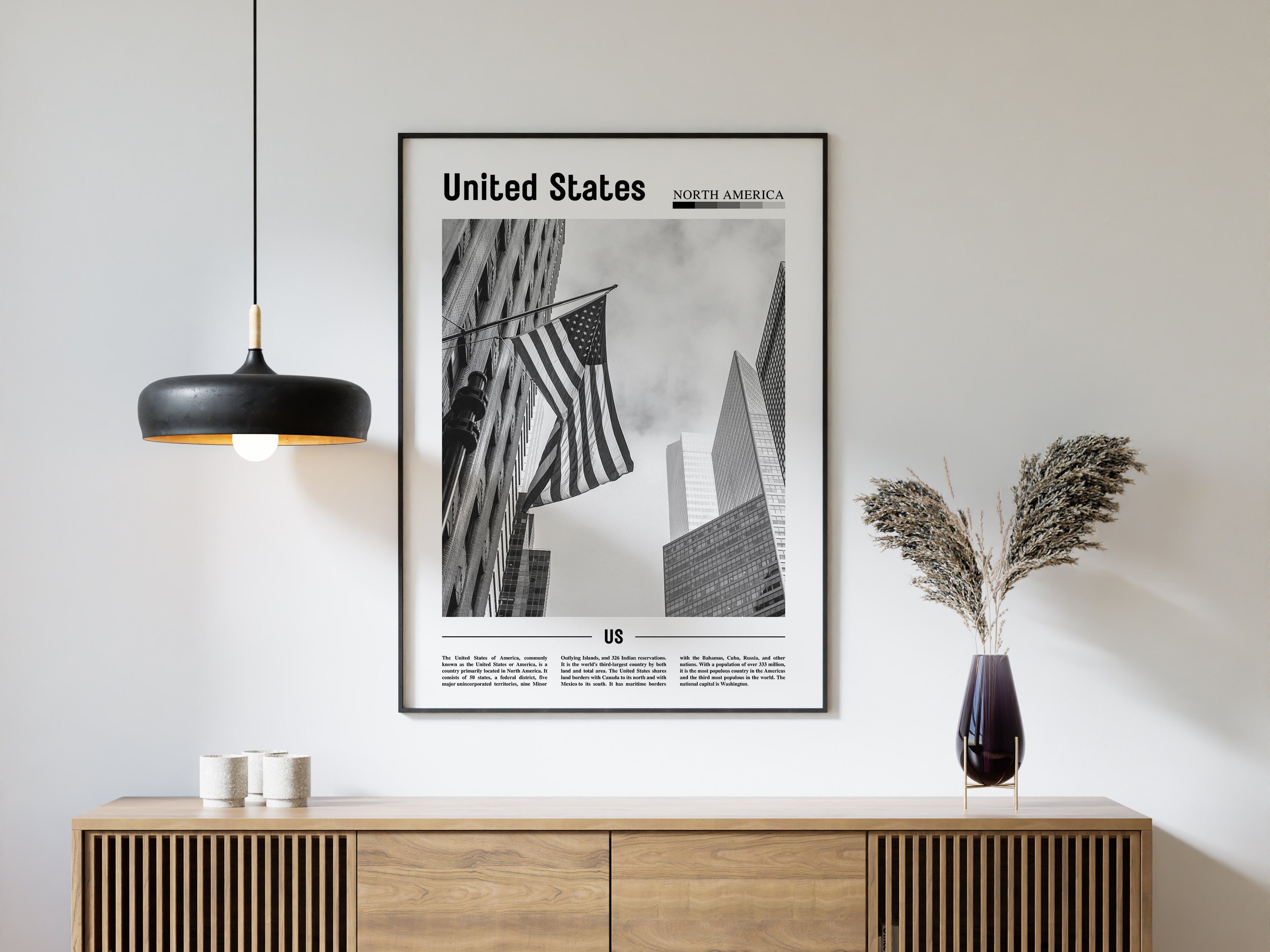 United States of America Poster Black and White, United States of ...