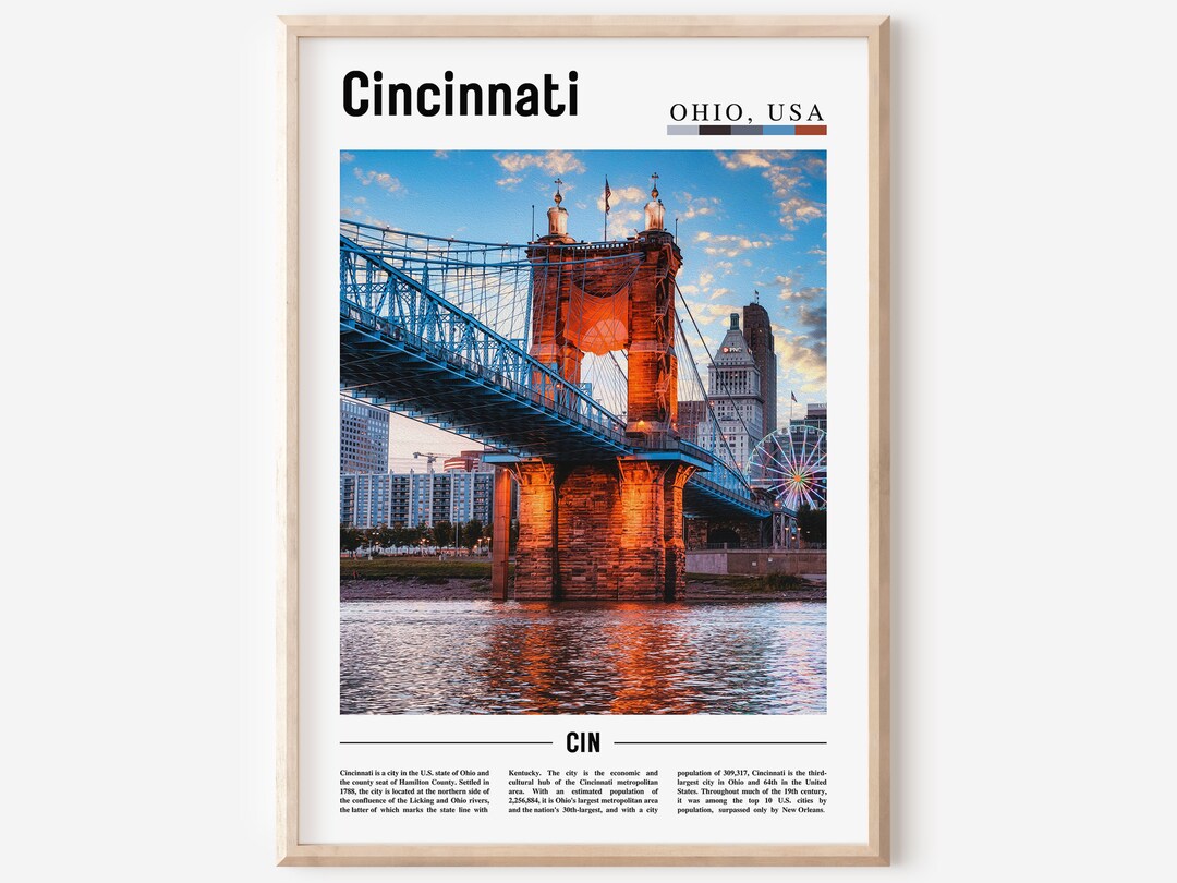 Cincinnati Print, Cincinnati Poster, Cincinnati Wall Art, United States ...