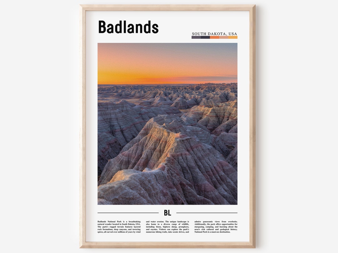Badlands Poster, Badlands Print, Badlands Wall Art, United States Photo ...