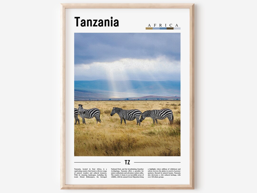 Tanzania Poster, Tanzania Print, Tanzania Wall Art, Minimal Travel ...