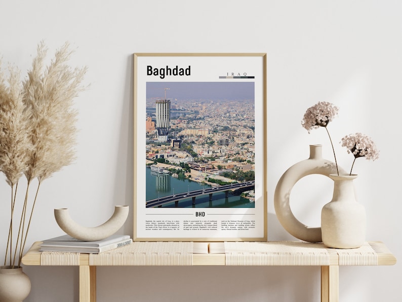 Baghdad Poster, Baghdad Print, Baghdad Wall Art, Minimal Travel Print ...
