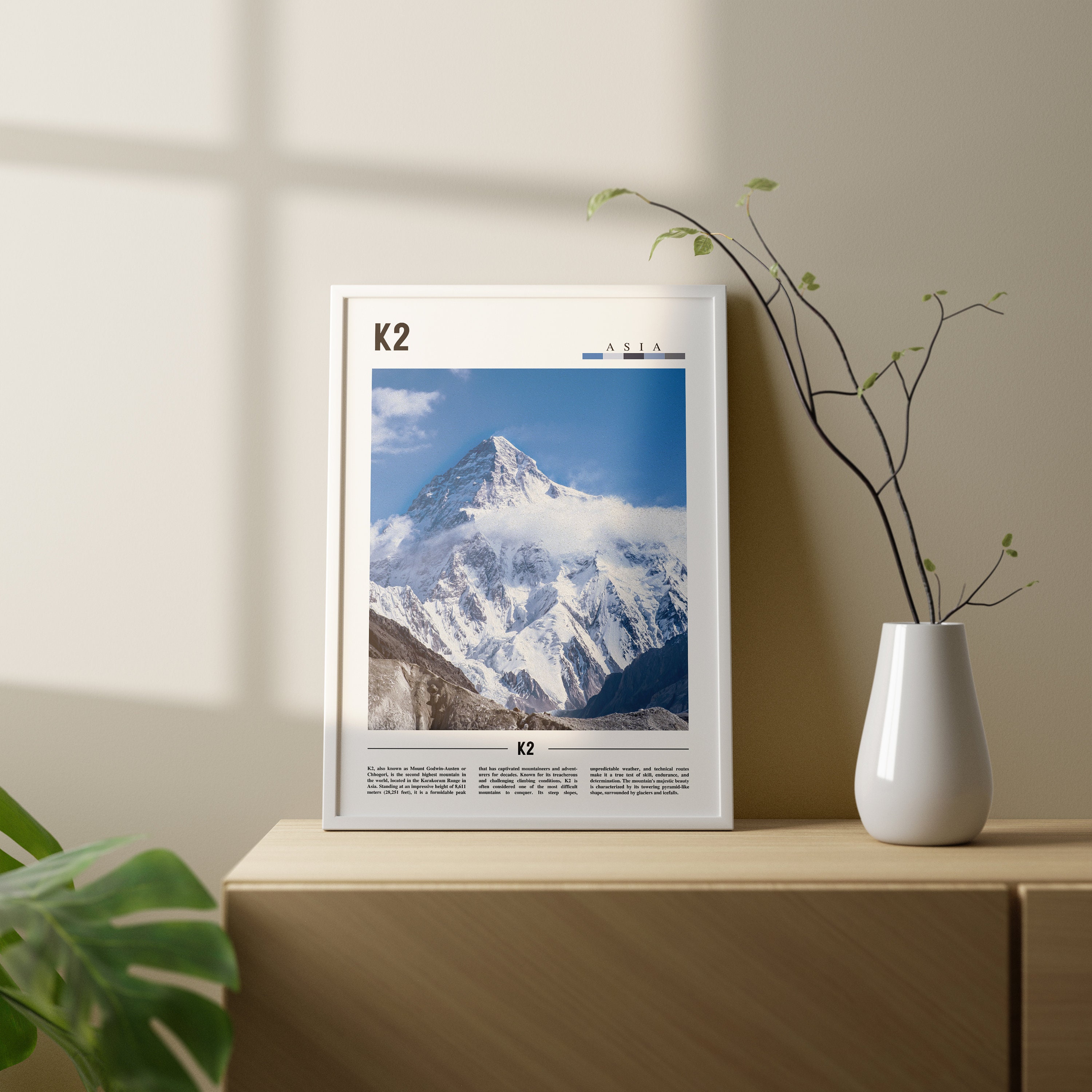 Affiche K2, impression K2, art mural K2, impression Asie, affiche Asie ...