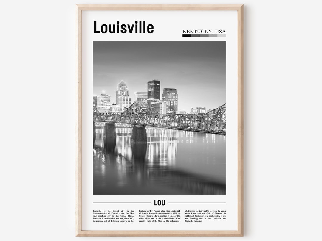 Louisville Poster Black and White, Louisville Print Black and White ...