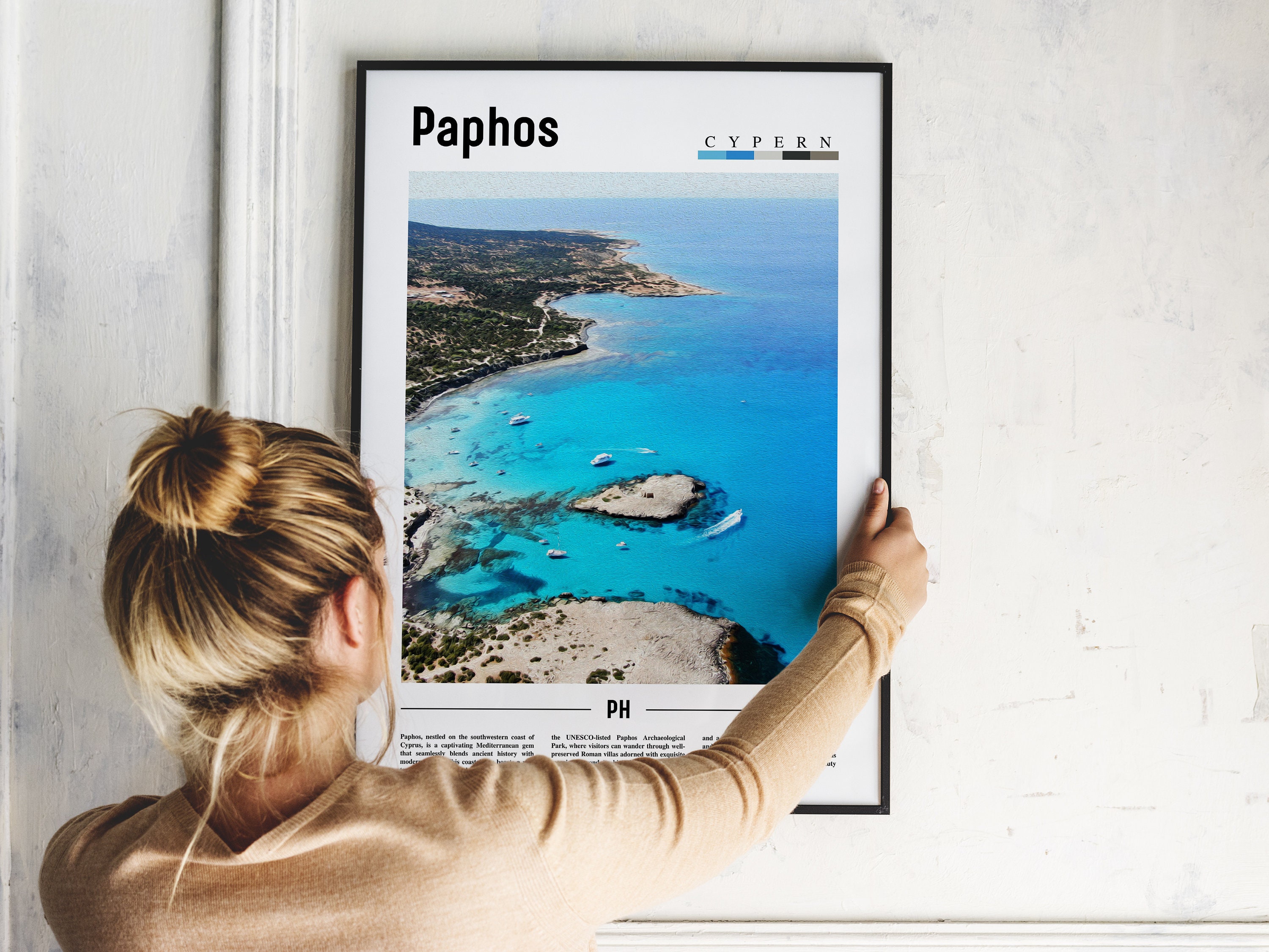 Paphos Poster, Paphos Print, Paphos Wall Art, Minimal Travel Print ...