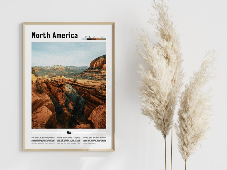 North America Poster, North America Print, North America Wall Art ...