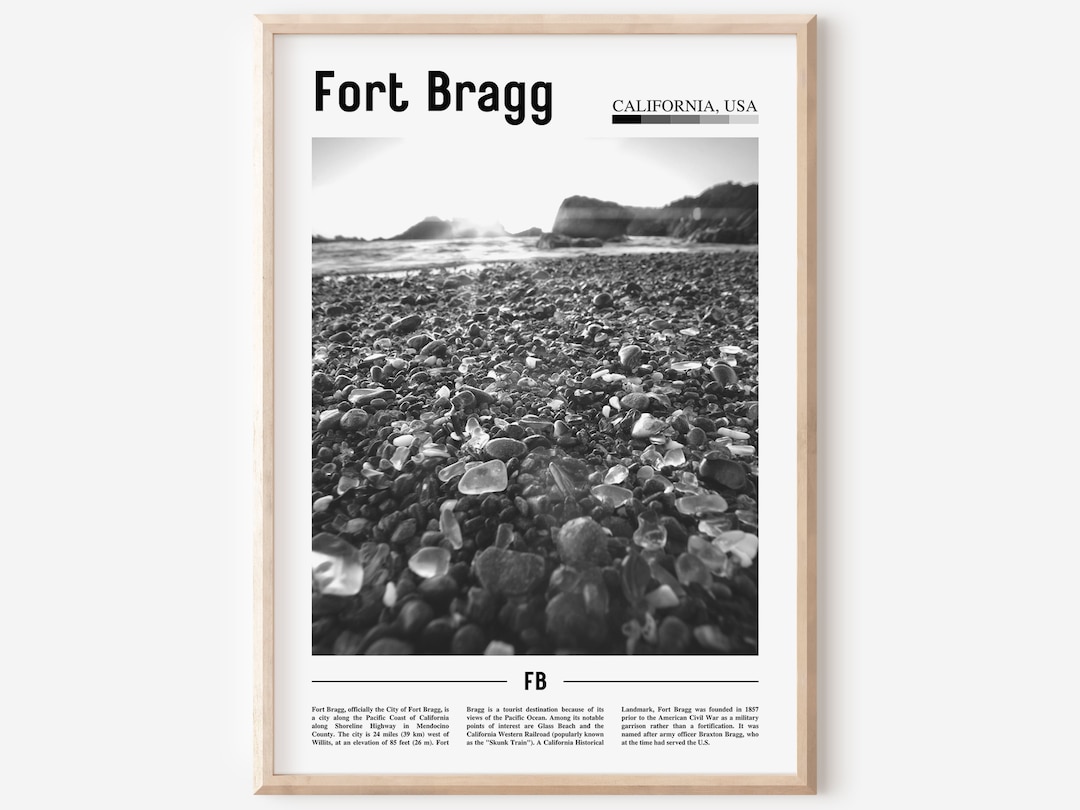 Fort Bragg Poster Black and White, Fort Bragg Print Black and White ...