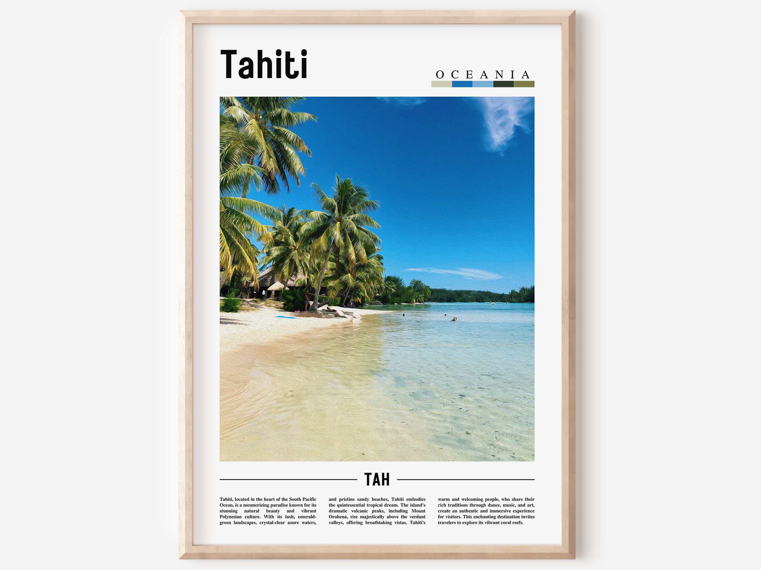 Tahiti Poster, Tahiti Print, Tahiti Wall Art, Minimal Travel Print ...