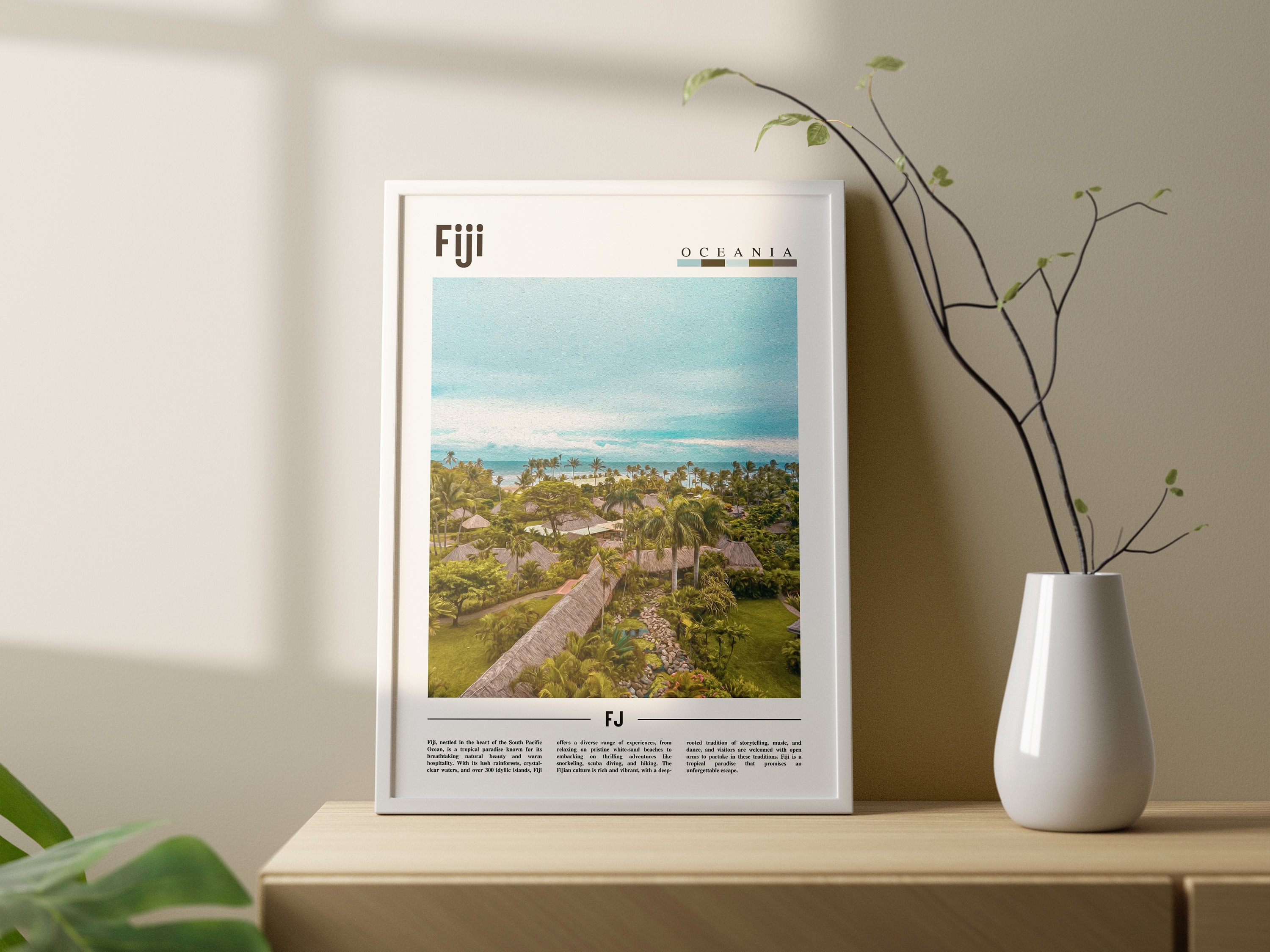 Fiji Poster, Fiji Print, Fiji Wall Art, Minimal Travel Print, Travel ...
