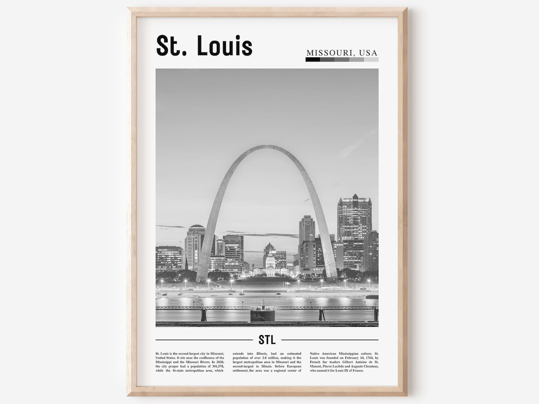 St Louis Poster Black and White, St Louis Print Black and White, St ...