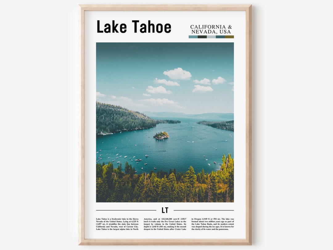 Lake Tahoe Print, Lake Tahoe Poster, Lake Tahoe Wall Art, Minimal ...