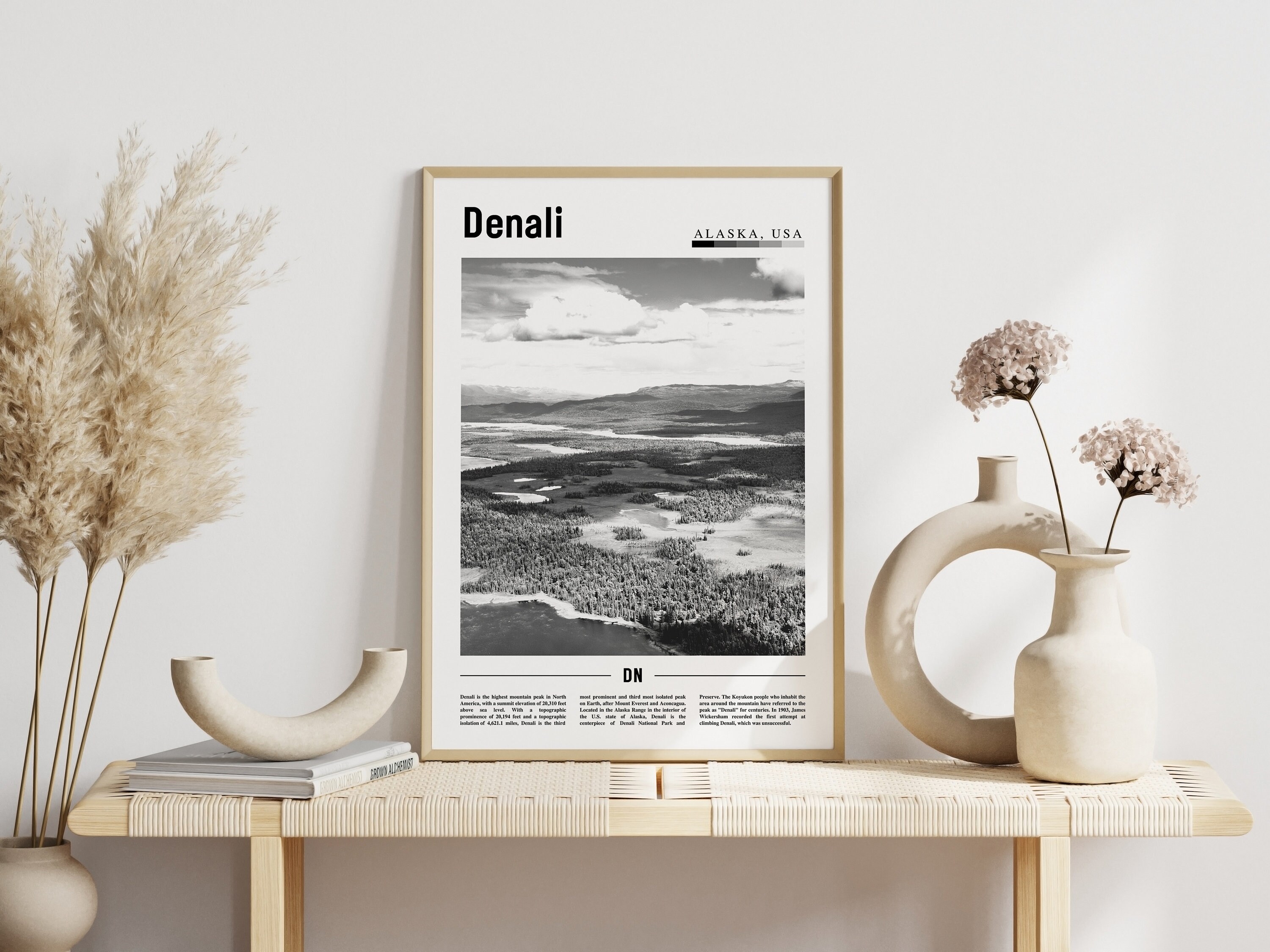 Denali Poster Black and White, Denali Print Black and White, Denali ...