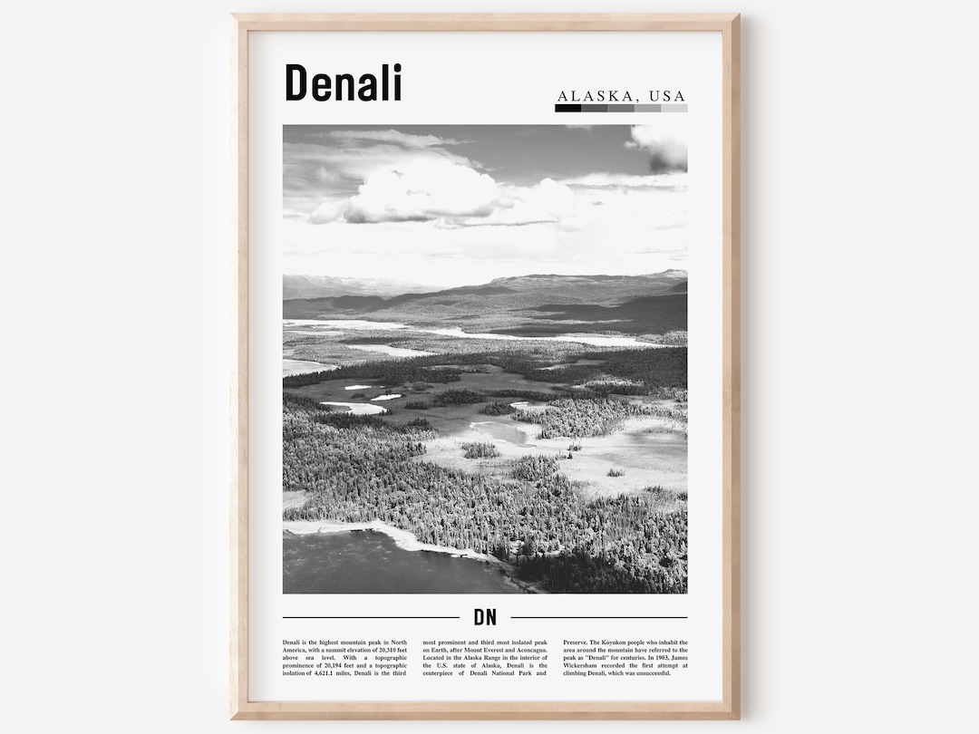 Denali Poster Black and White, Denali Print Black and White, Denali ...