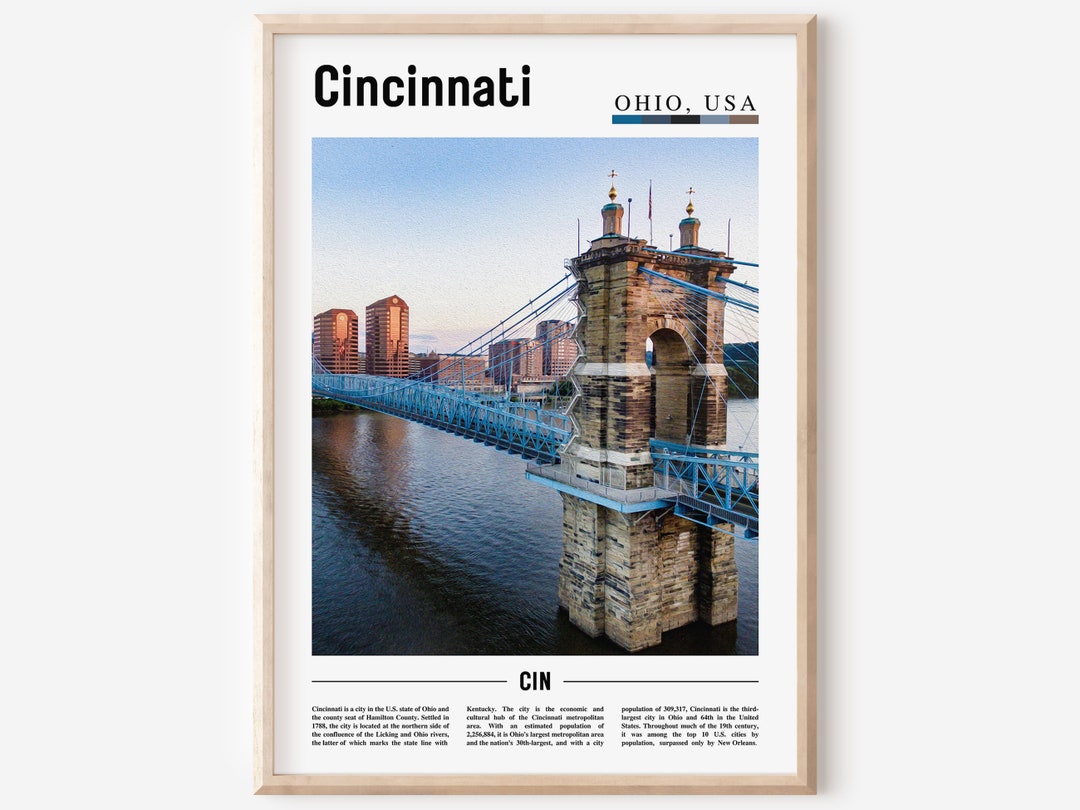 Cincinnati Print, Cincinnati Poster, Cincinnati Wall Art, United States ...
