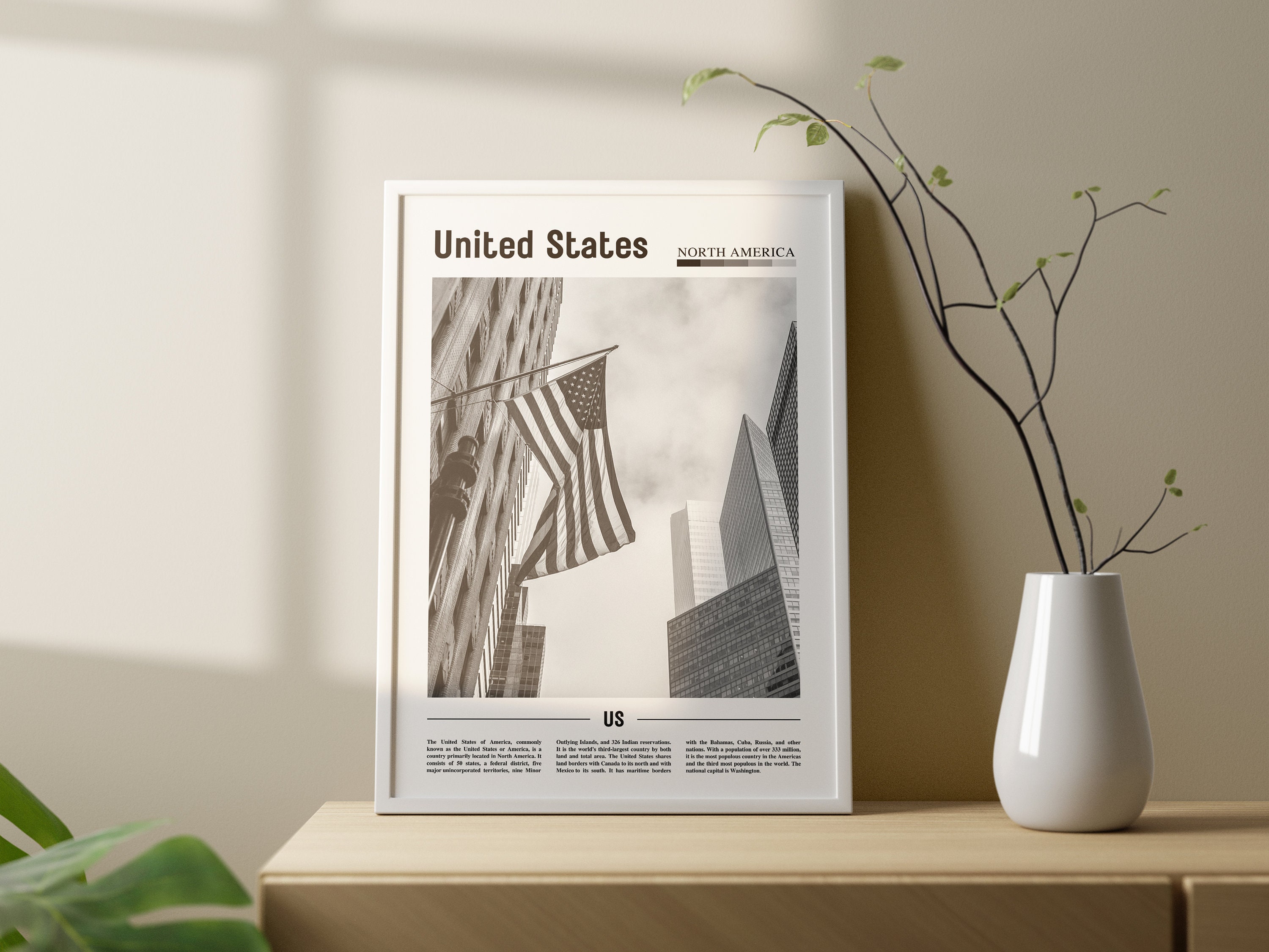 United States of America Poster Black and White, United States of ...