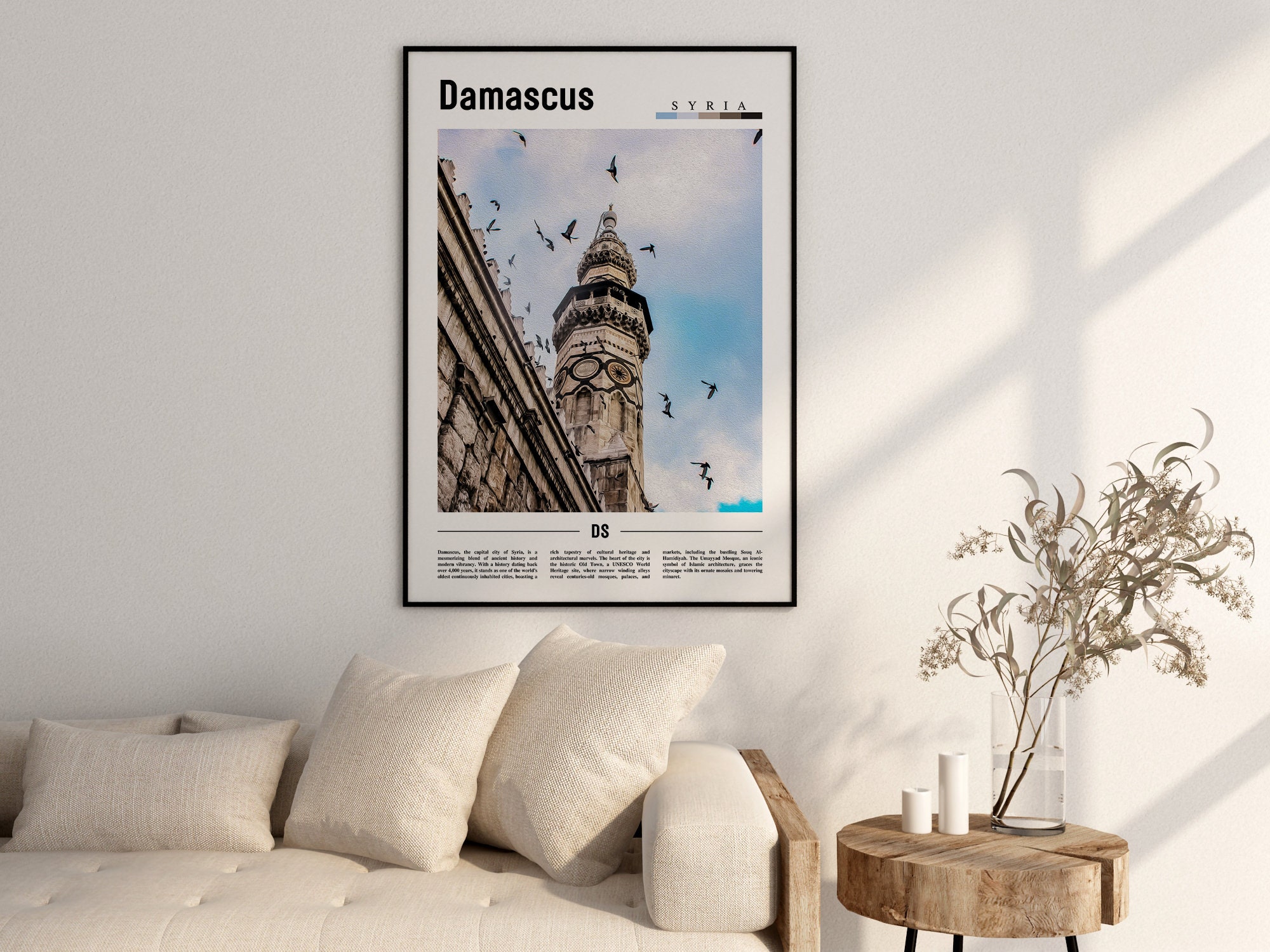 Damascus Poster, Damascus Print, Damascus Wall Art, Minimal Travel ...