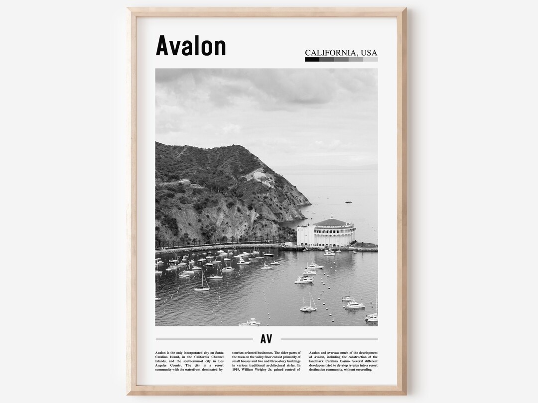 Avalon Poster Black and White, Avalon Print Black and White, Avalon ...