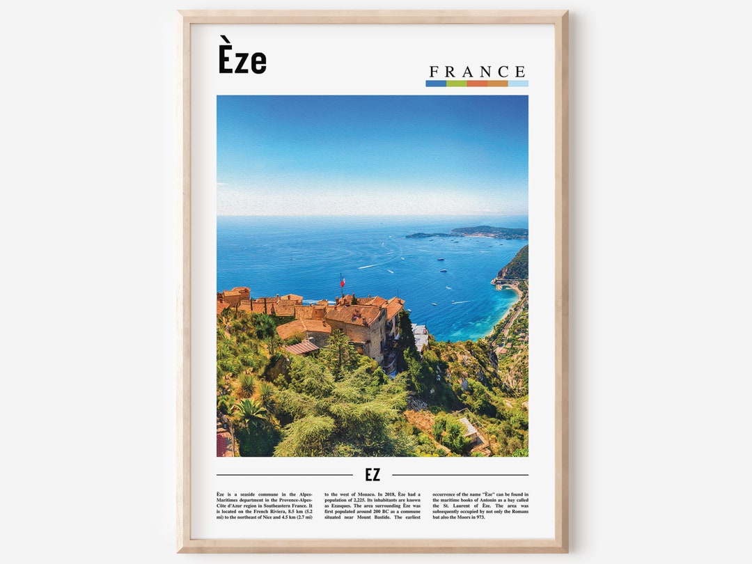 Èze Print, Èze Poster, Èze Wall Art, Oil Painting Poster, Colorful City ...