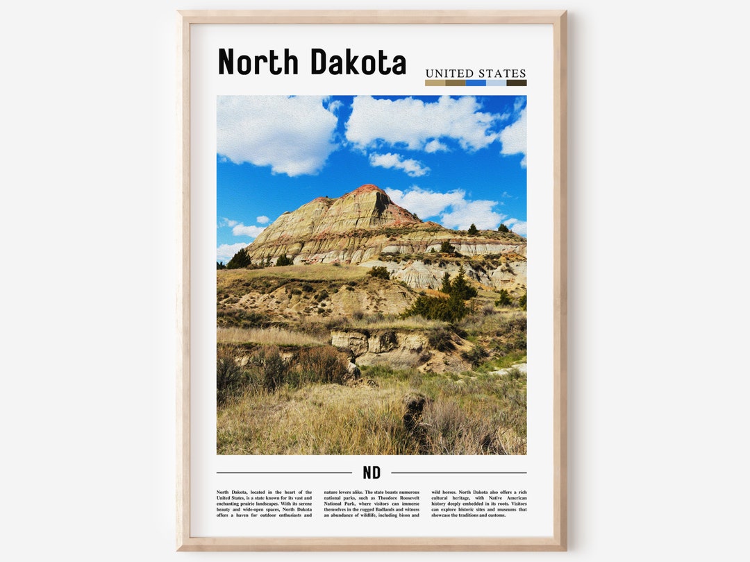 North Dakota Poster, North Dakota Print, North Dakota Wall Art, United ...