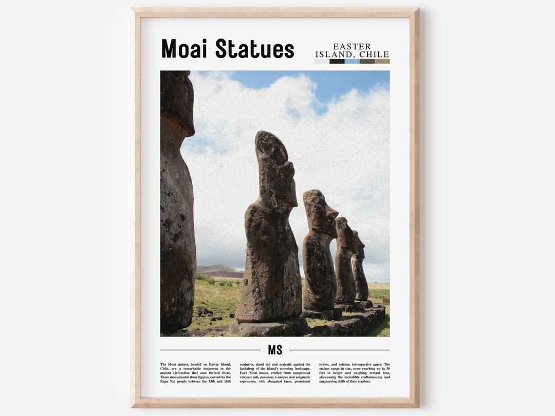 Moai Statues Poster, Moai Statues Print, Moai Statues Wall Art, South ...