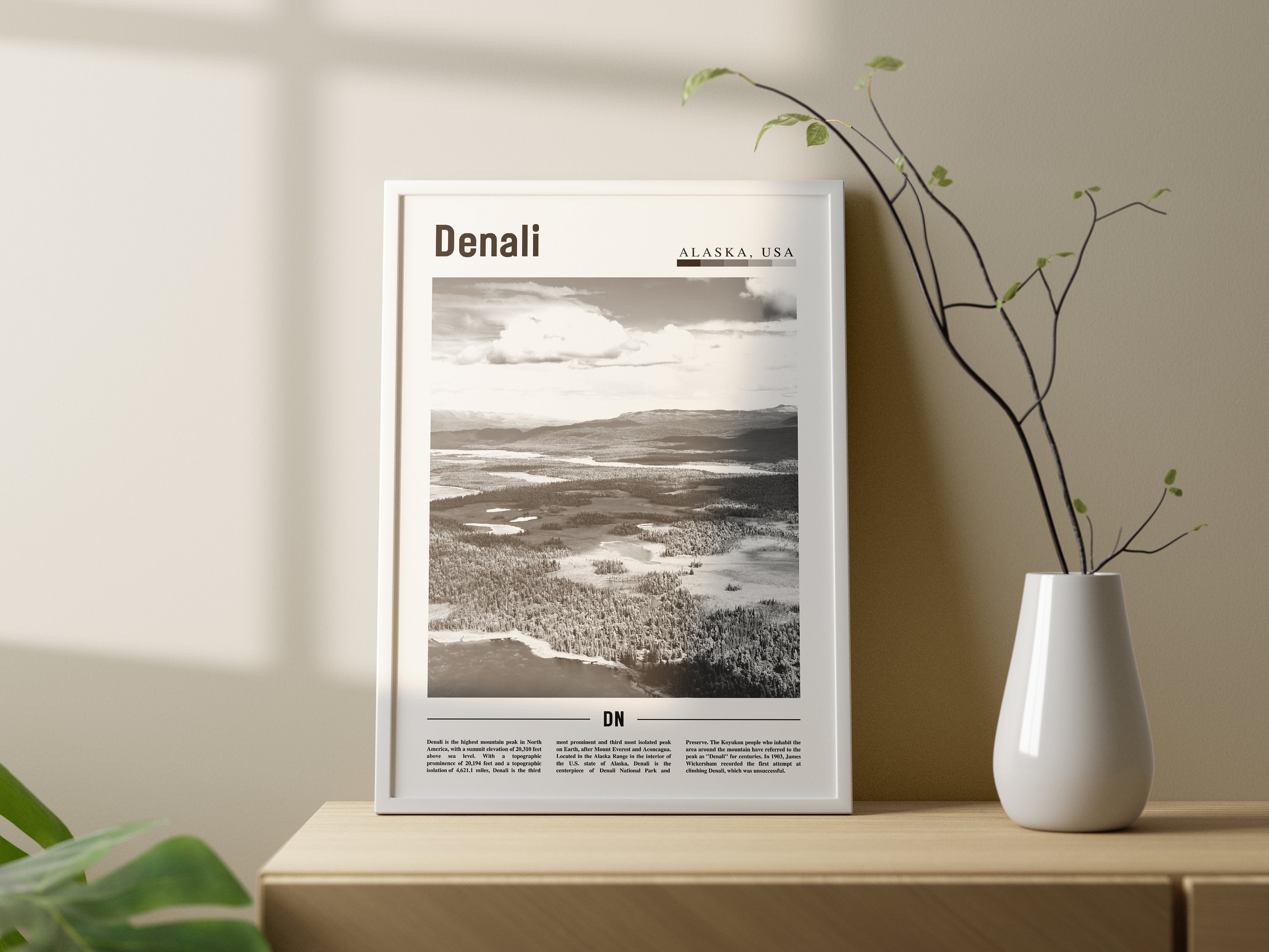 Denali Poster Black and White, Denali Print Black and White, Denali ...