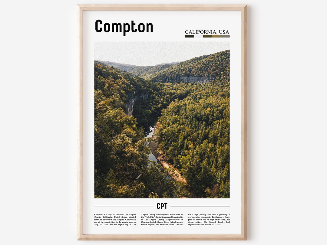 Compton Print, Compton Poster, Compton Wall Art, Minimal Travel Print ...