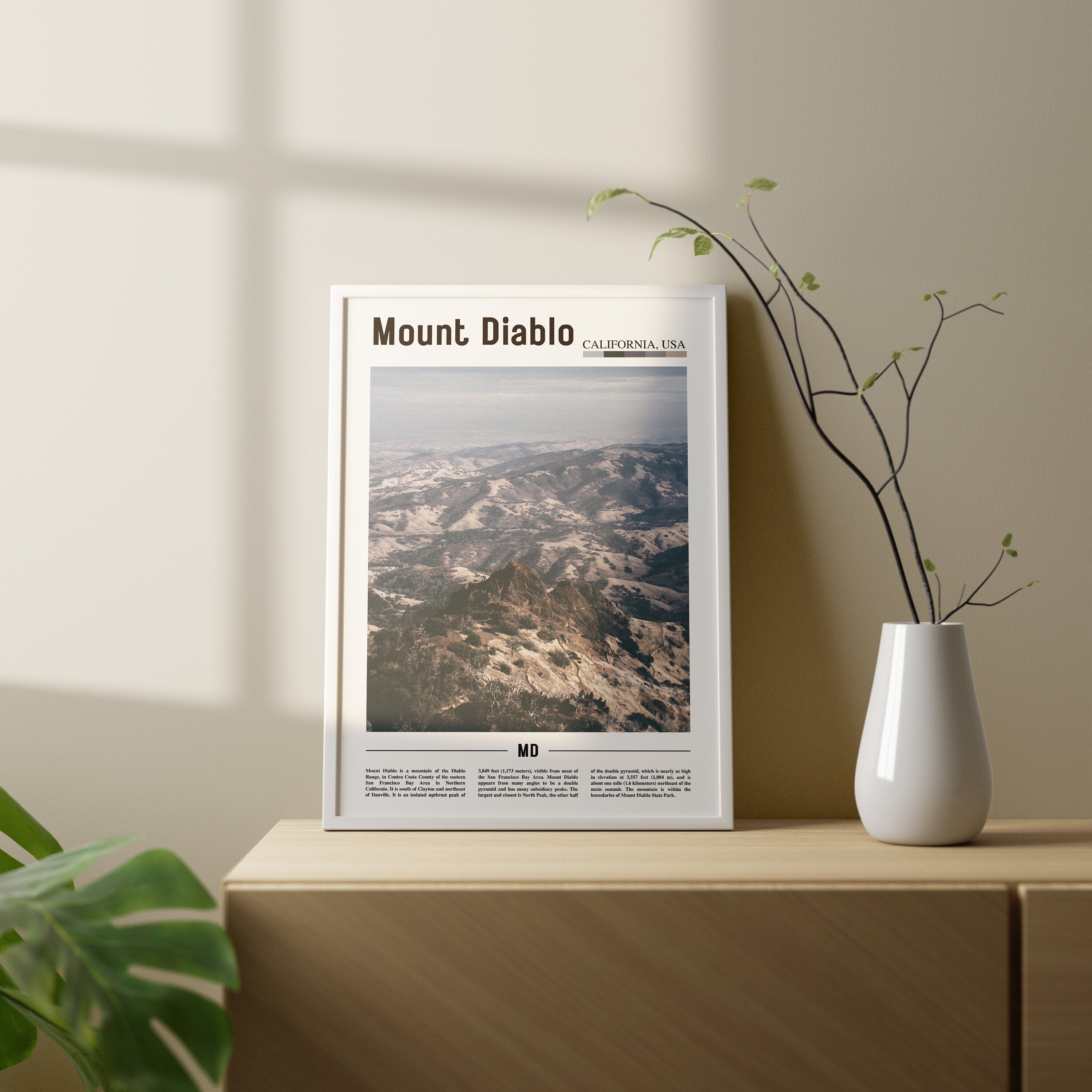 Mount Diablo Print, Mount Diablo Poster, Mount Diablo Wall Art, Minimal ...