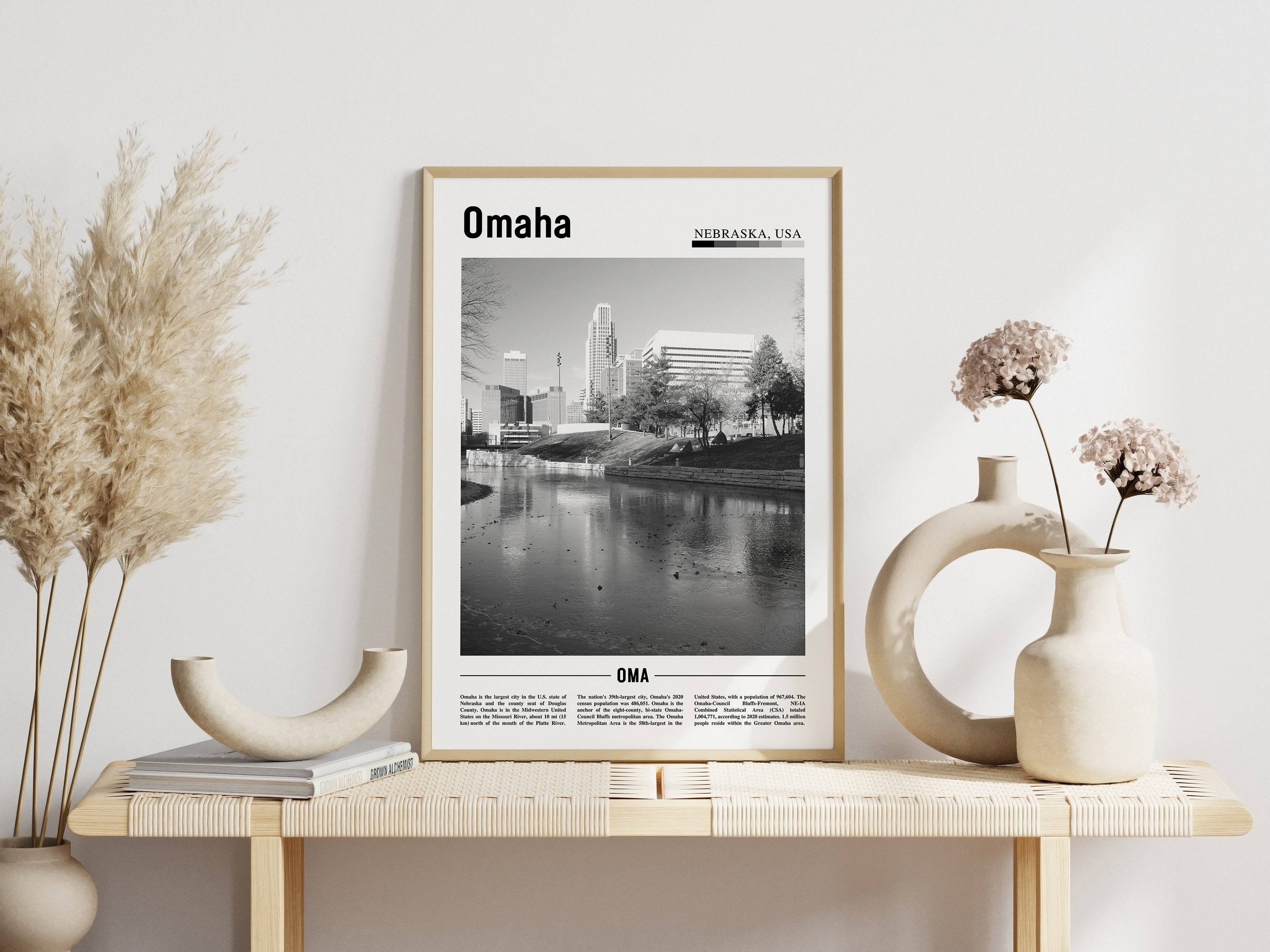 Omaha Poster Black and White, Omaha Print Black and White, Omaha Wall ...