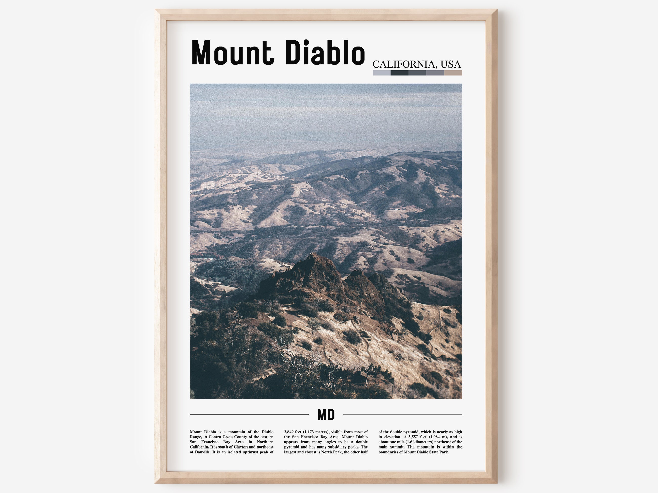 Mount Diablo Print, Mount Diablo Poster, Mount Diablo Wall Art, Minimal ...