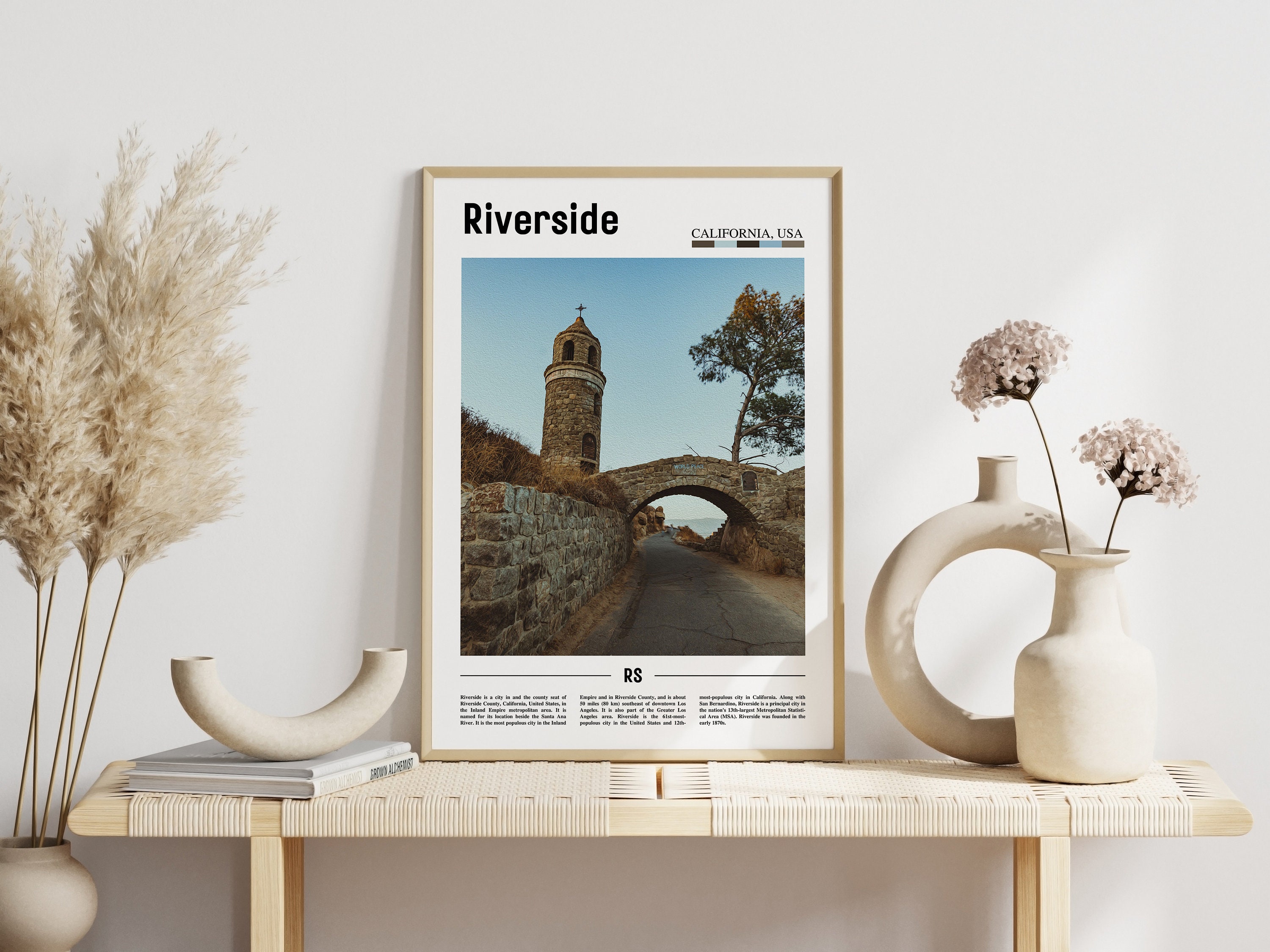 Riverside Print, Riverside Poster, Riverside Wall Art, Minimal Travel ...