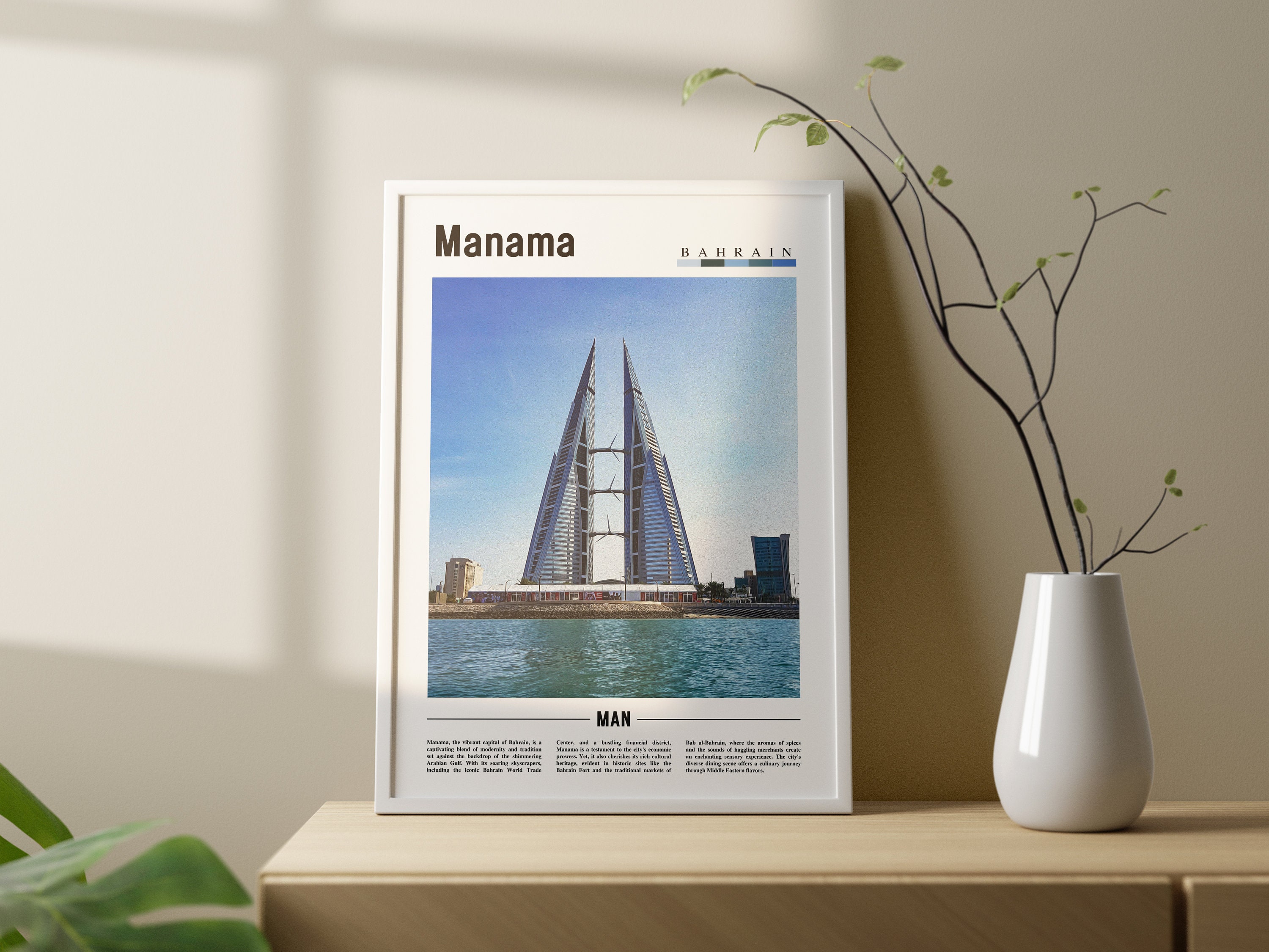 Manama Poster, Manama Print, Manama Wall Art, Minimal Travel Print ...