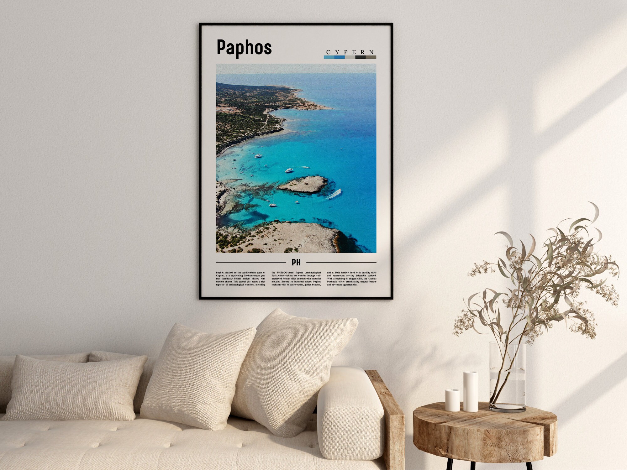 Paphos Poster, Paphos Print, Paphos Wall Art, Minimal Travel Print ...