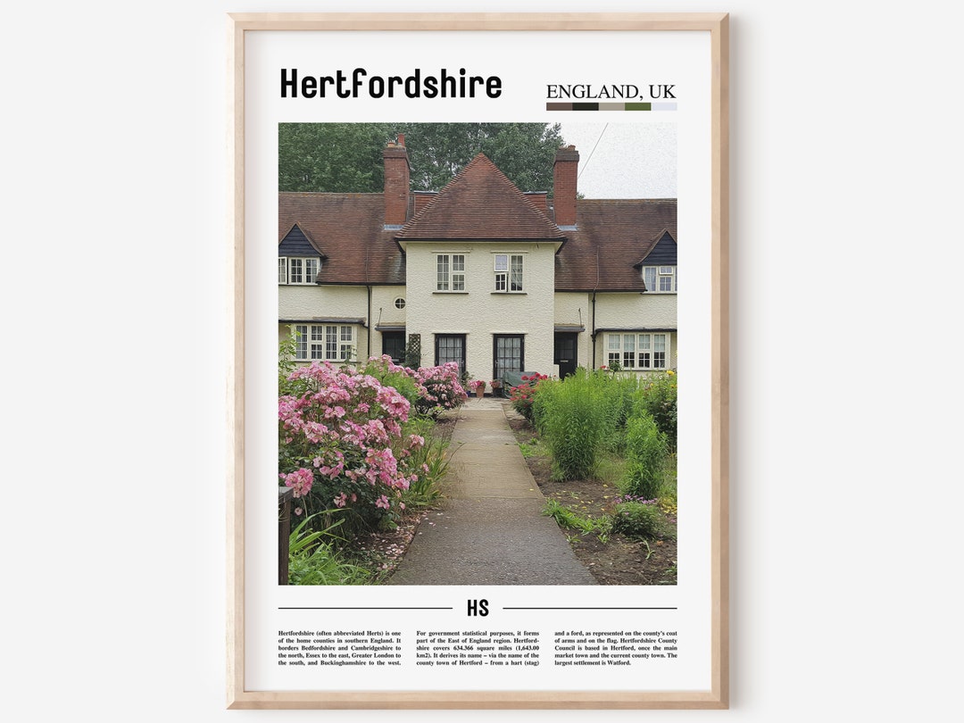 Hertfordshire Print, Hertfordshire Poster, Hertfordshire Wall Art ...