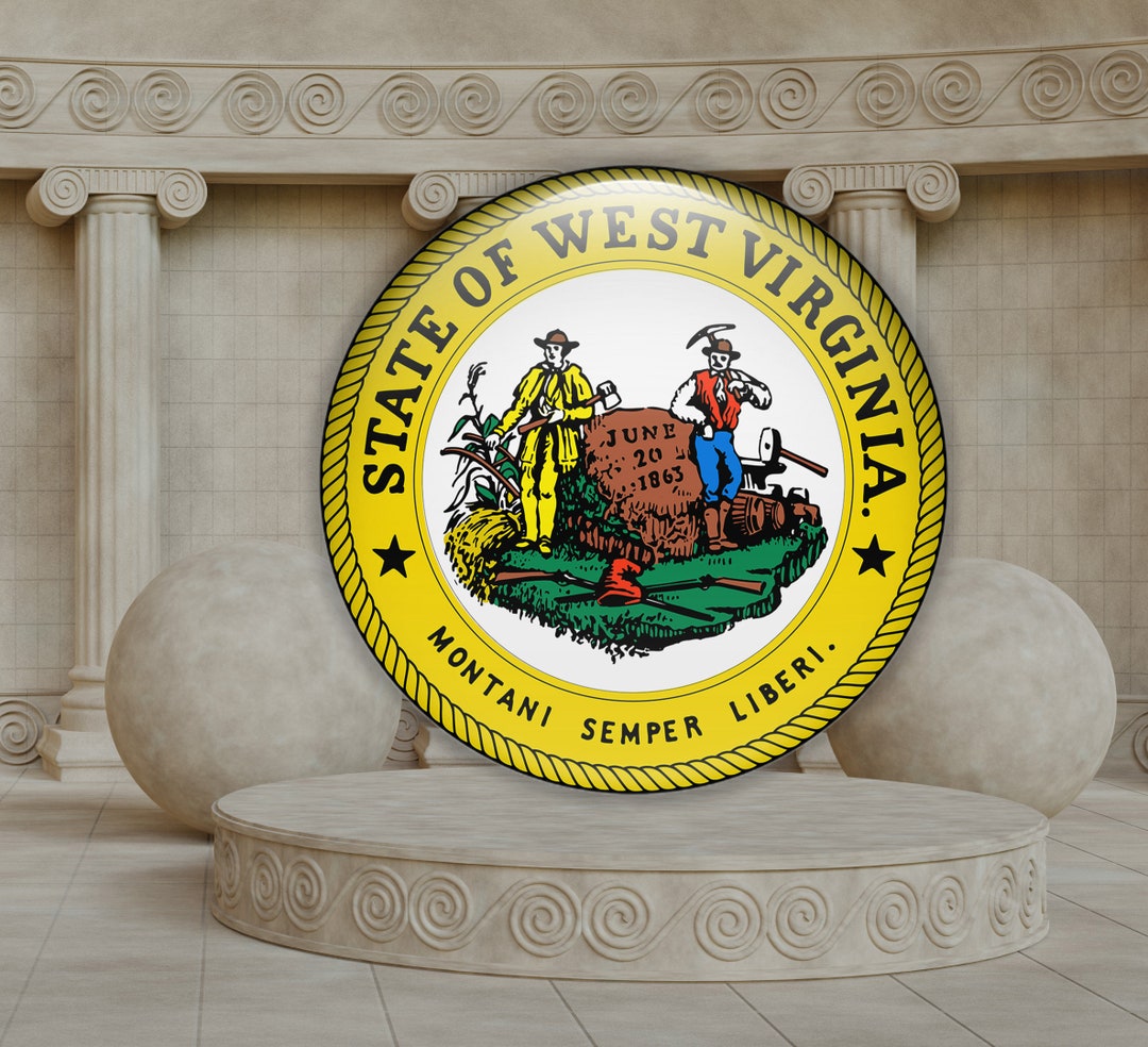 Seal of West Virginia Hand Made Premium Quality Silicone Coated Round ...