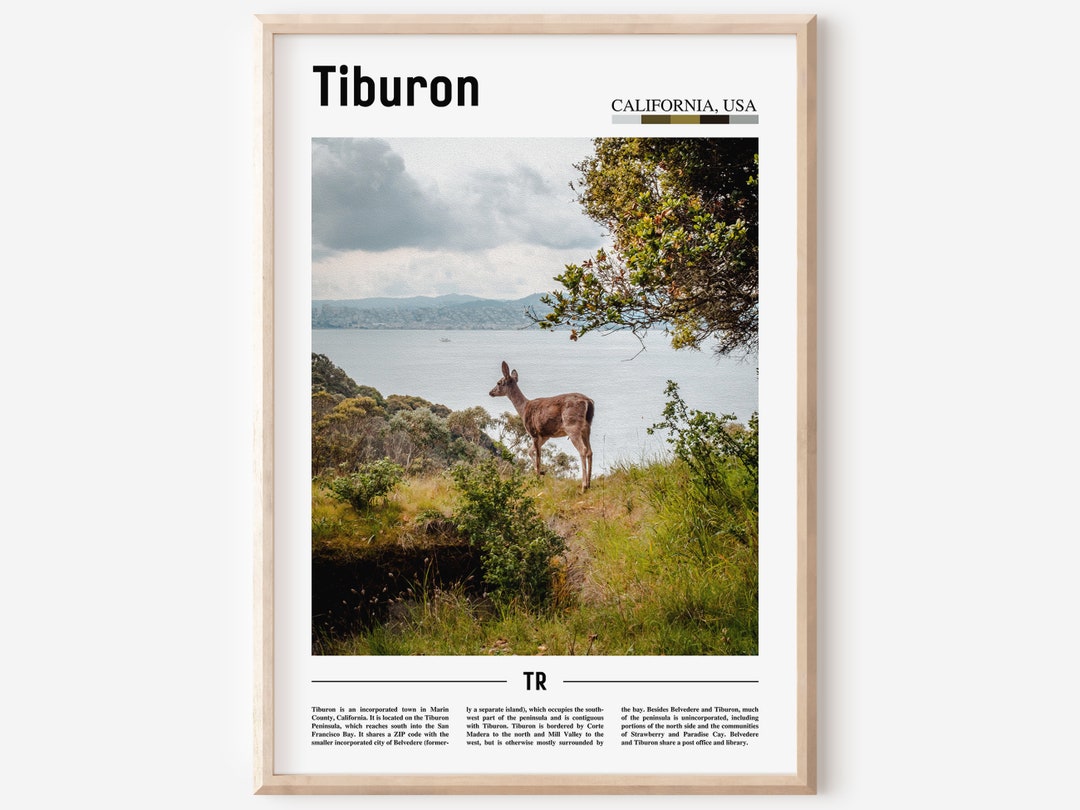 Tiburon Print, Tiburon Poster, Tiburon Wall Art, Minimal Travel Print ...