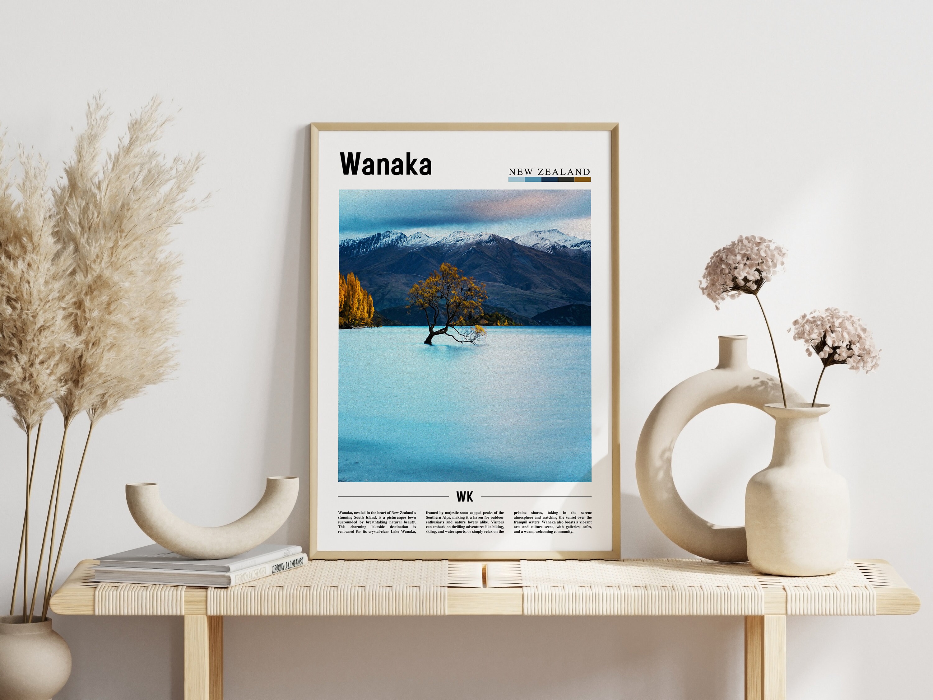 Wanaka Poster, Wanaka Print, Wanaka Wall Art, Minimal Travel Print ...