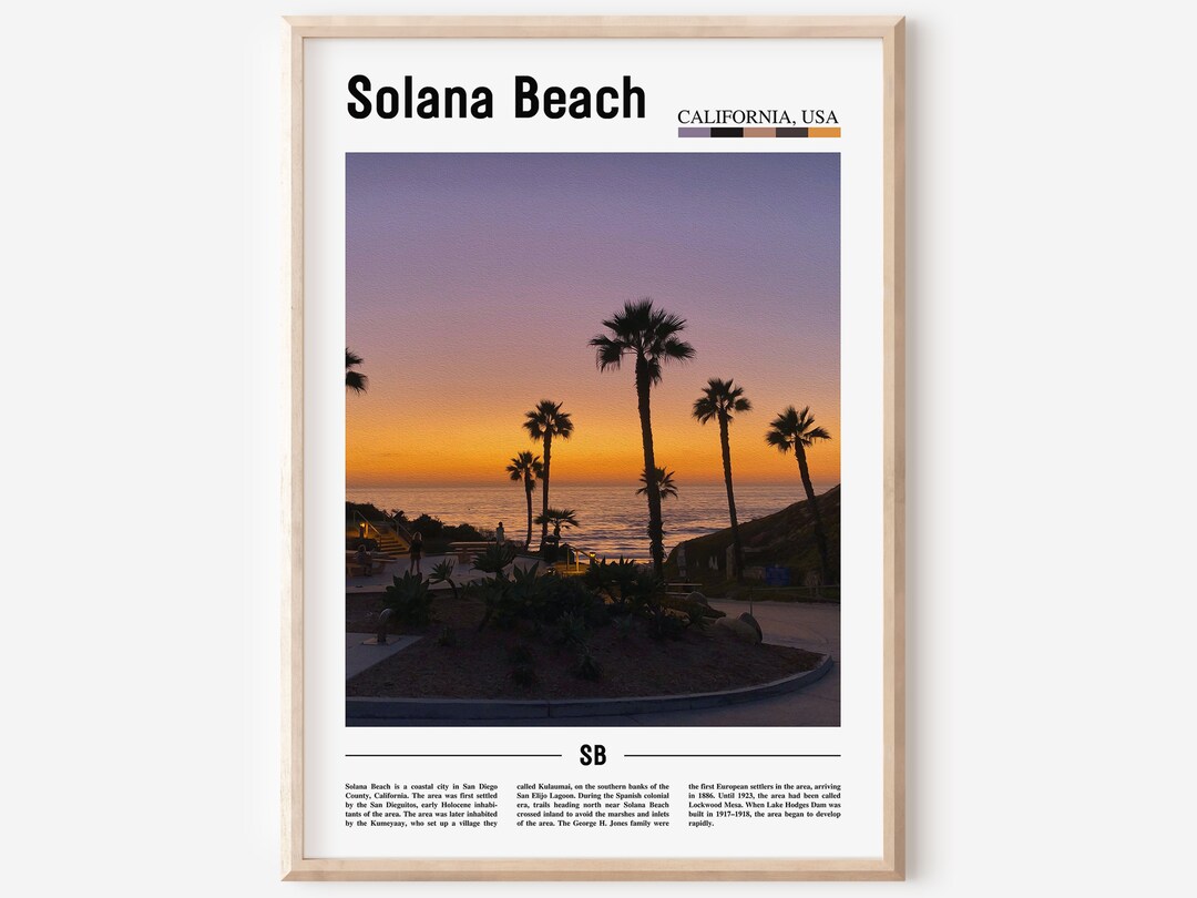 Solana Beach Print, Solana Beach Poster, Solana Beach Wall Art, Minimal ...