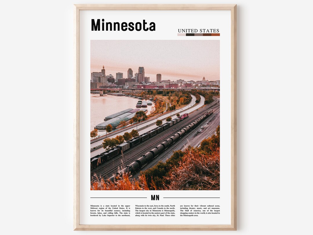 Minnesota Poster, Minnesota Print, Minnesota Wall Art, United States ...