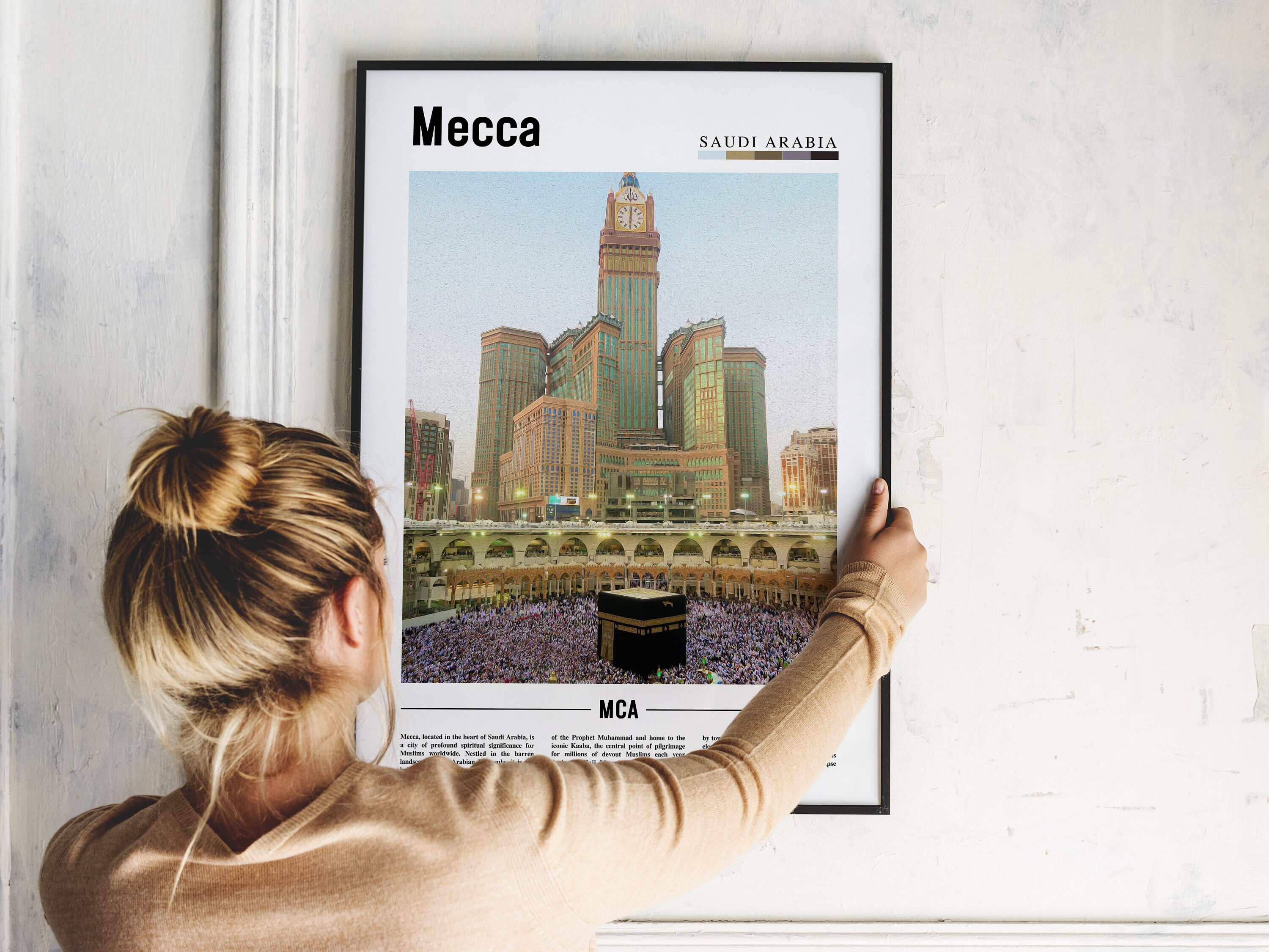 Mecca Poster, Mecca Print, Mecca Wall Art, Minimal Travel Print, Travel ...