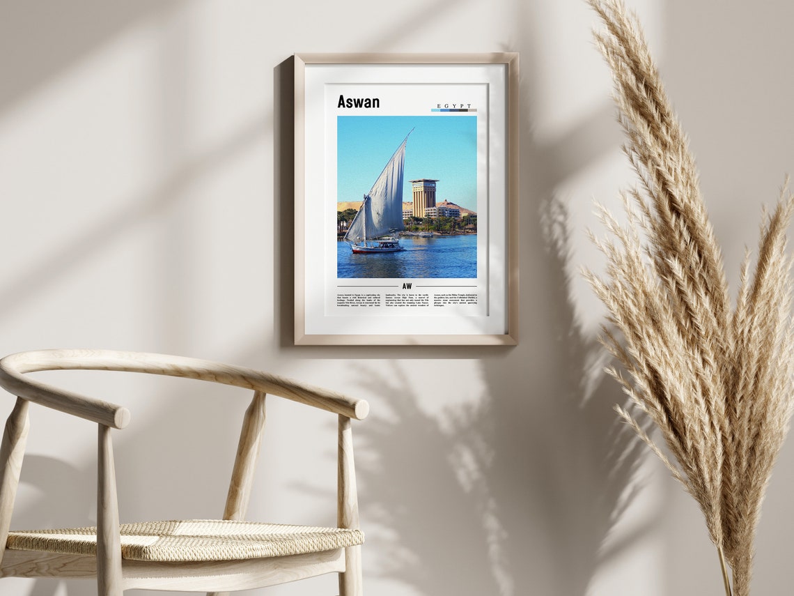 Aswan Poster, Aswan Print, Aswan Wall Art, Minimal Travel Print, Travel ...