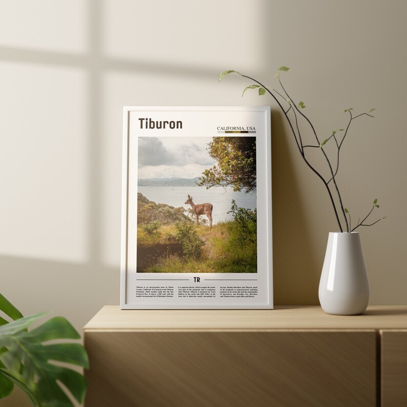 Tiburon Print, Tiburon Poster, Tiburon Wall Art, Minimal Travel Print ...