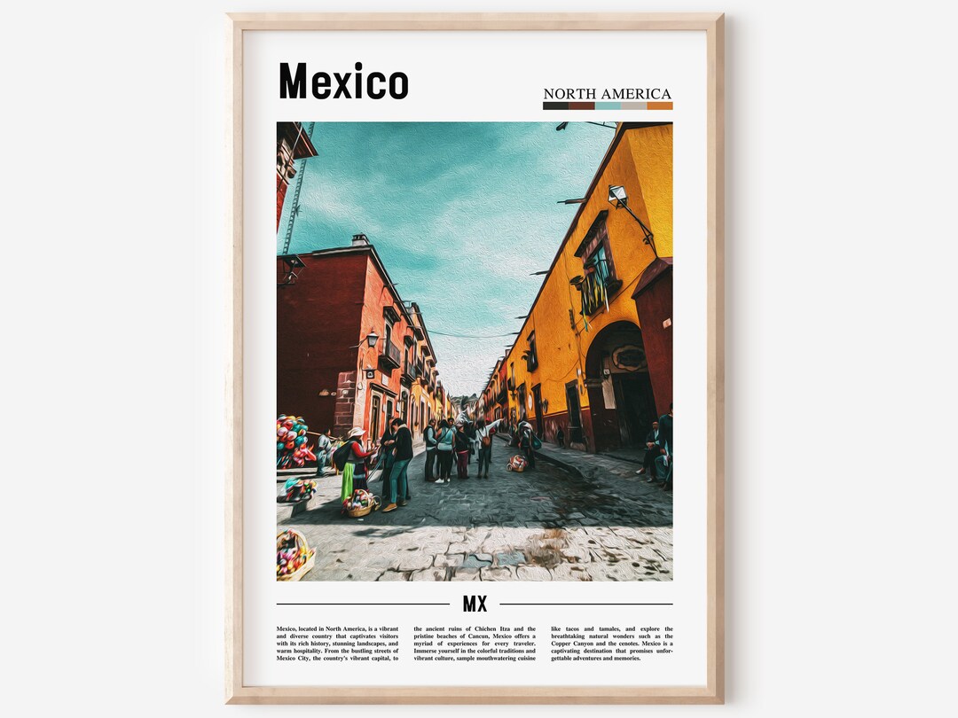 Mexico Poster, Mexico Print, Mexico Wall Art, Minimal Travel Print, Travel Destination, Oil ...